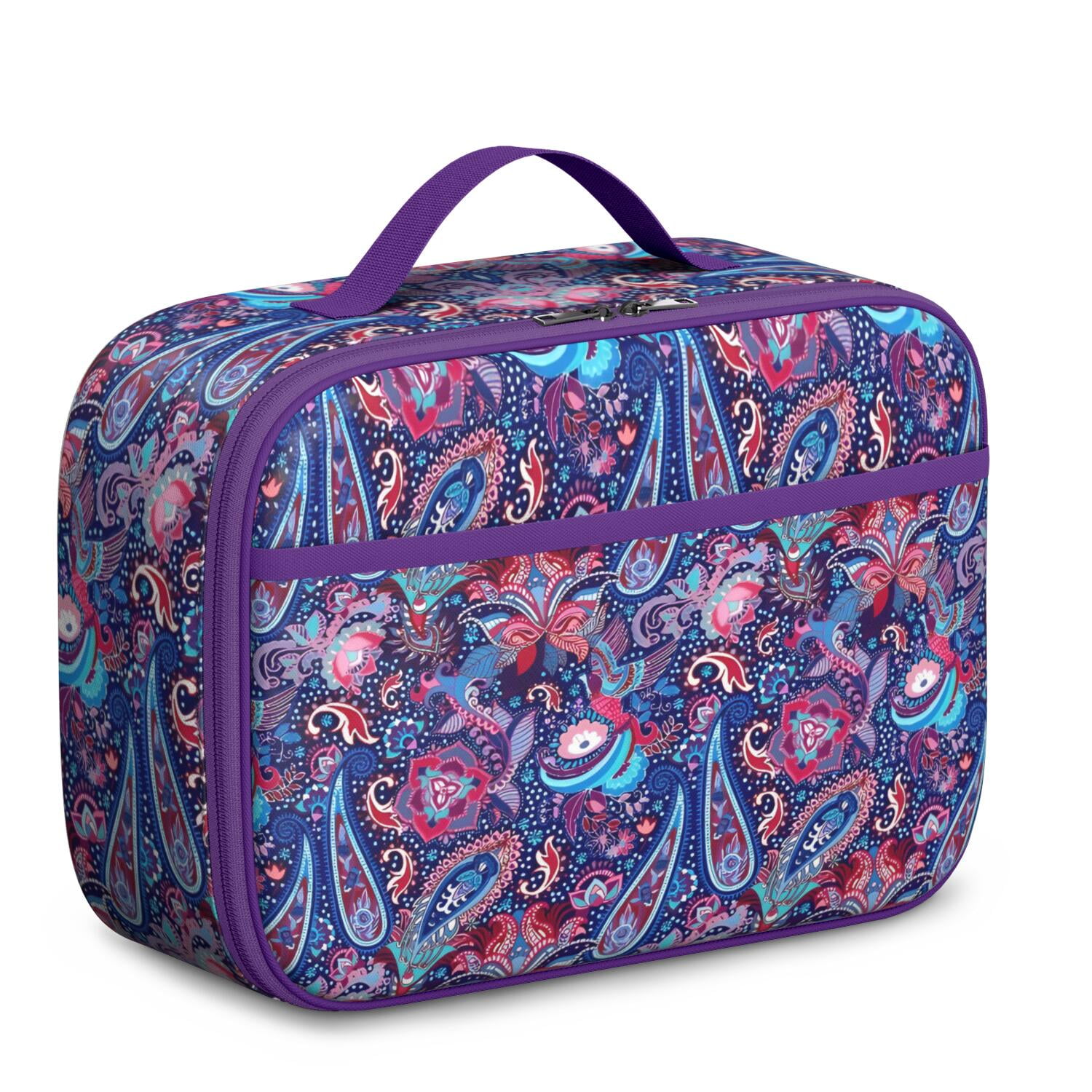 Natural Floral Insulated Lunch Box, Reusable Thermal Lunch Bag with ...