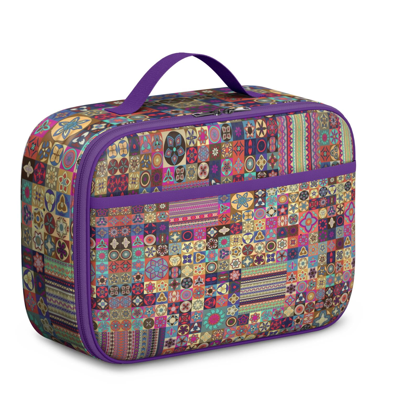 Natural Floral Insulated Lunch Box, Reusable Thermal Lunch Bag with ...