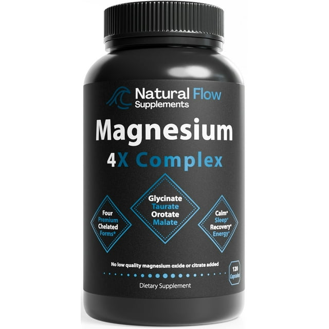 Natural Flow Supplements 4X Magnesium Glycinate, Taurate, Malate ...