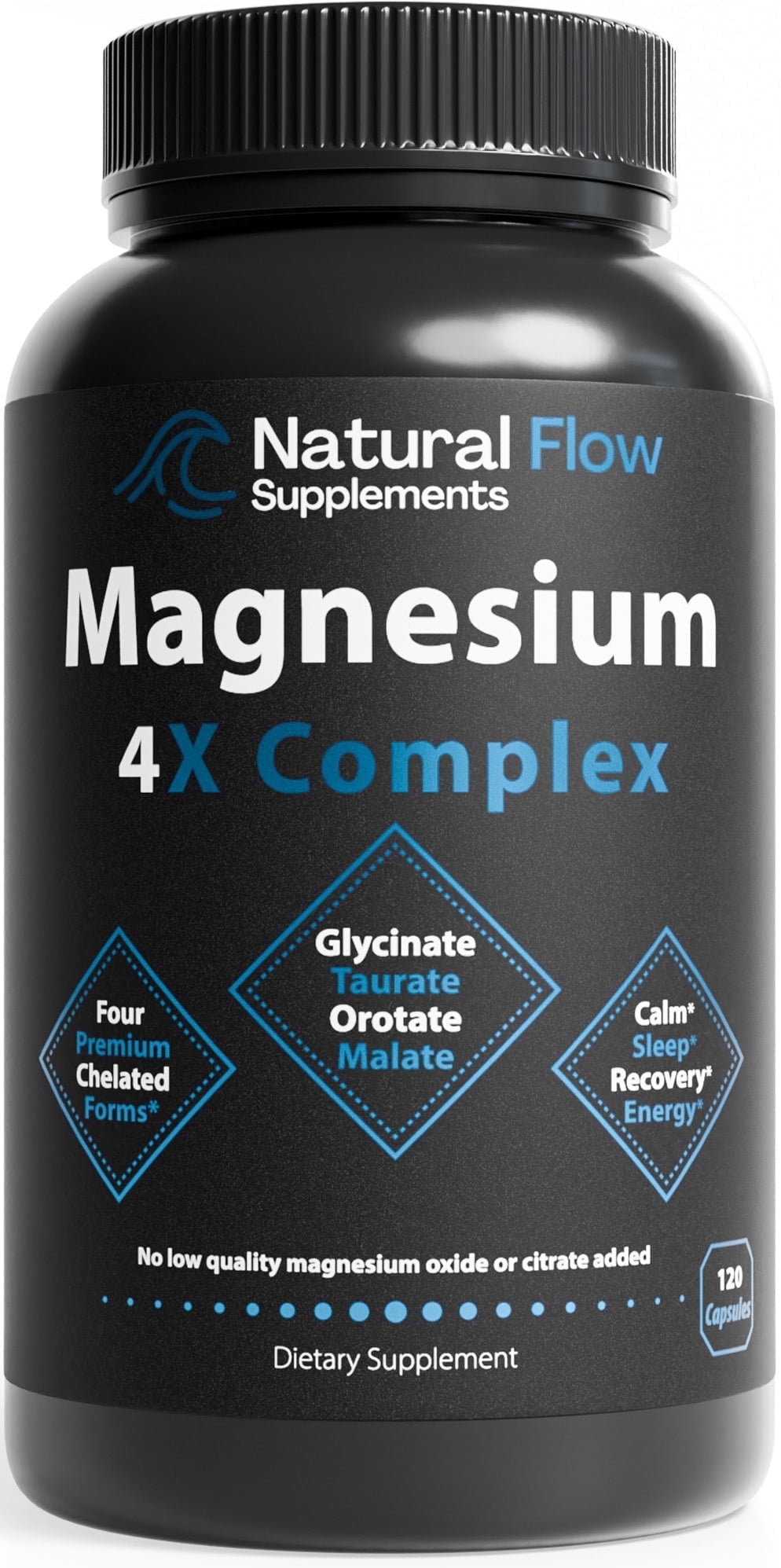 Natural Flow Supplements 4X Magnesium Glycinate Taurate Malate Orotate ...