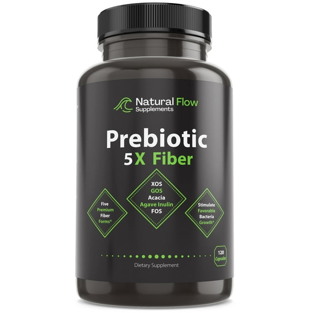 Natural Flow Supplements Prebiotic Fiber 5-in-1, XOS, GOS, FOS, Acacia ...