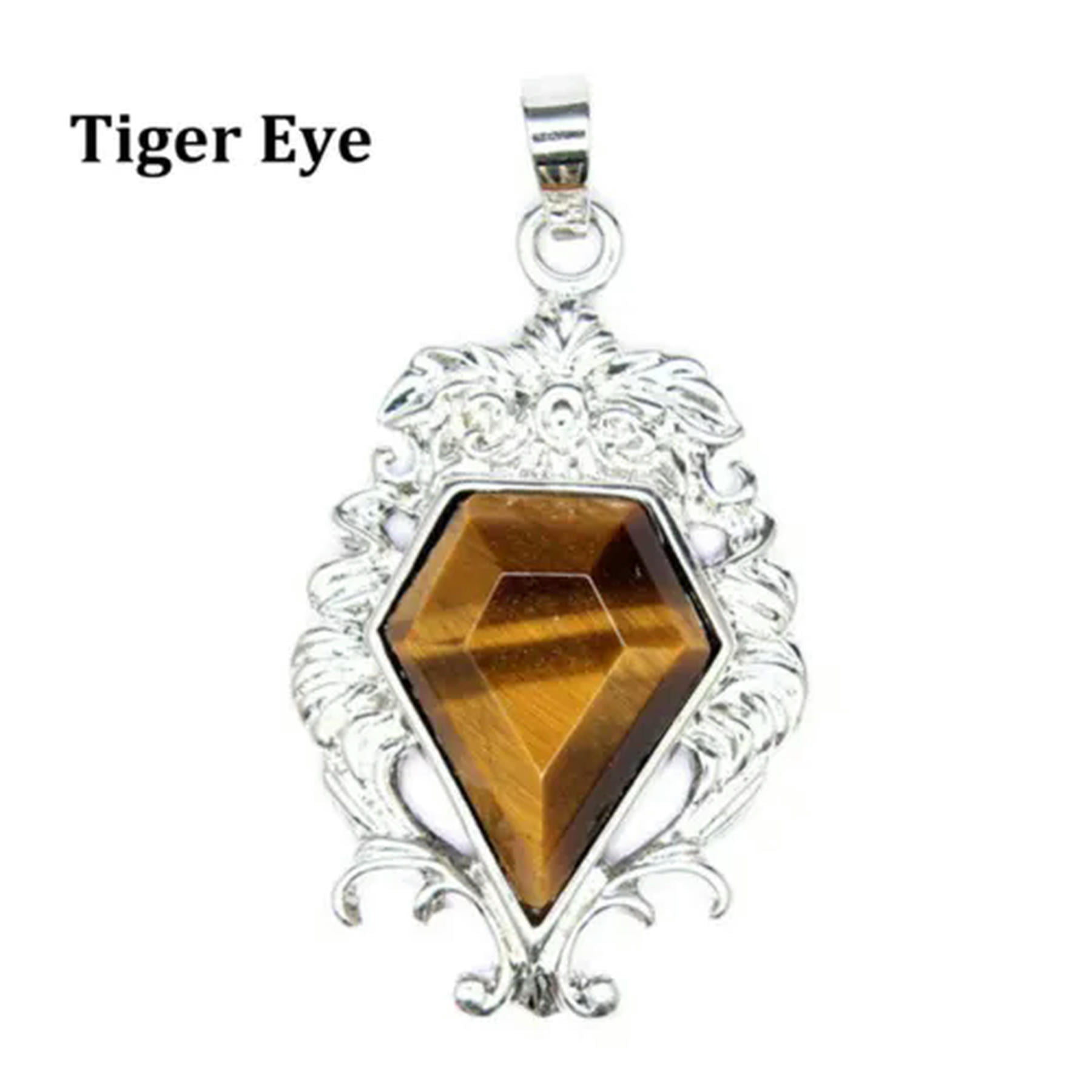 Natural Flower Crystal Cut Pentagon Pendant Necklace Chakra Stone ...