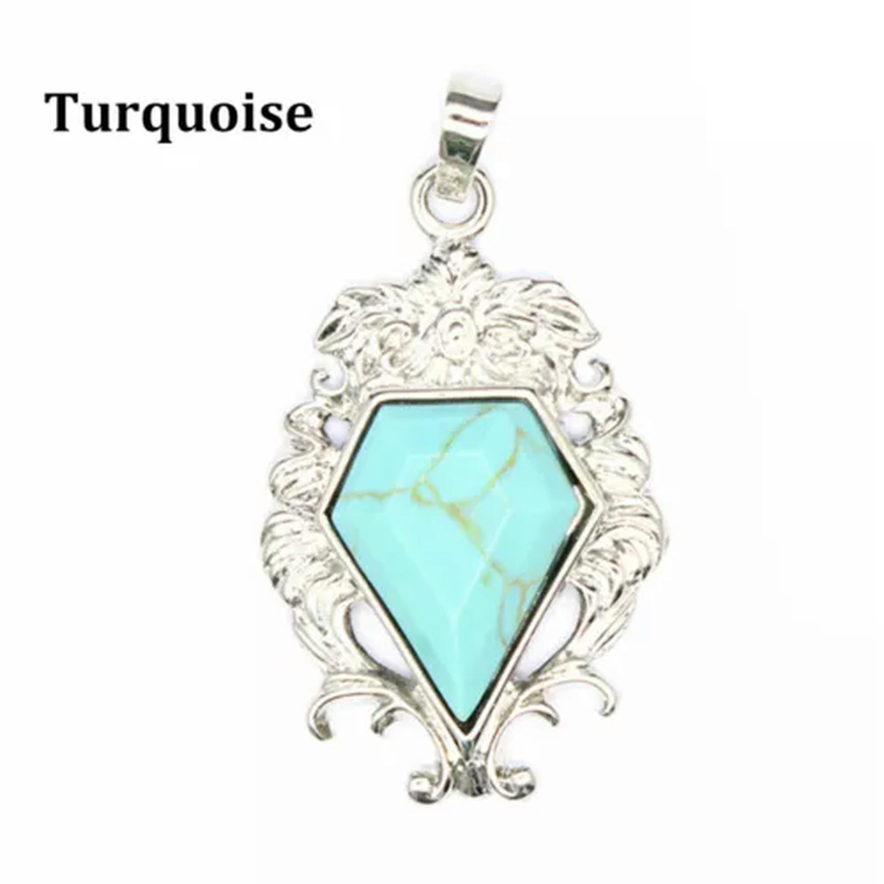 Natural Flower Crystal Cut Pentagon Pendant Necklace Chakra Stone ...