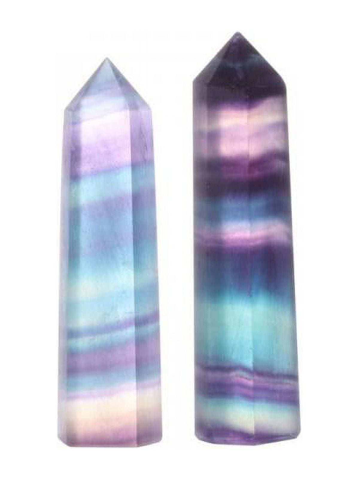 Natural Fluorite Crystal Rainbow Striped Hexagonal Prism Wand Home ...