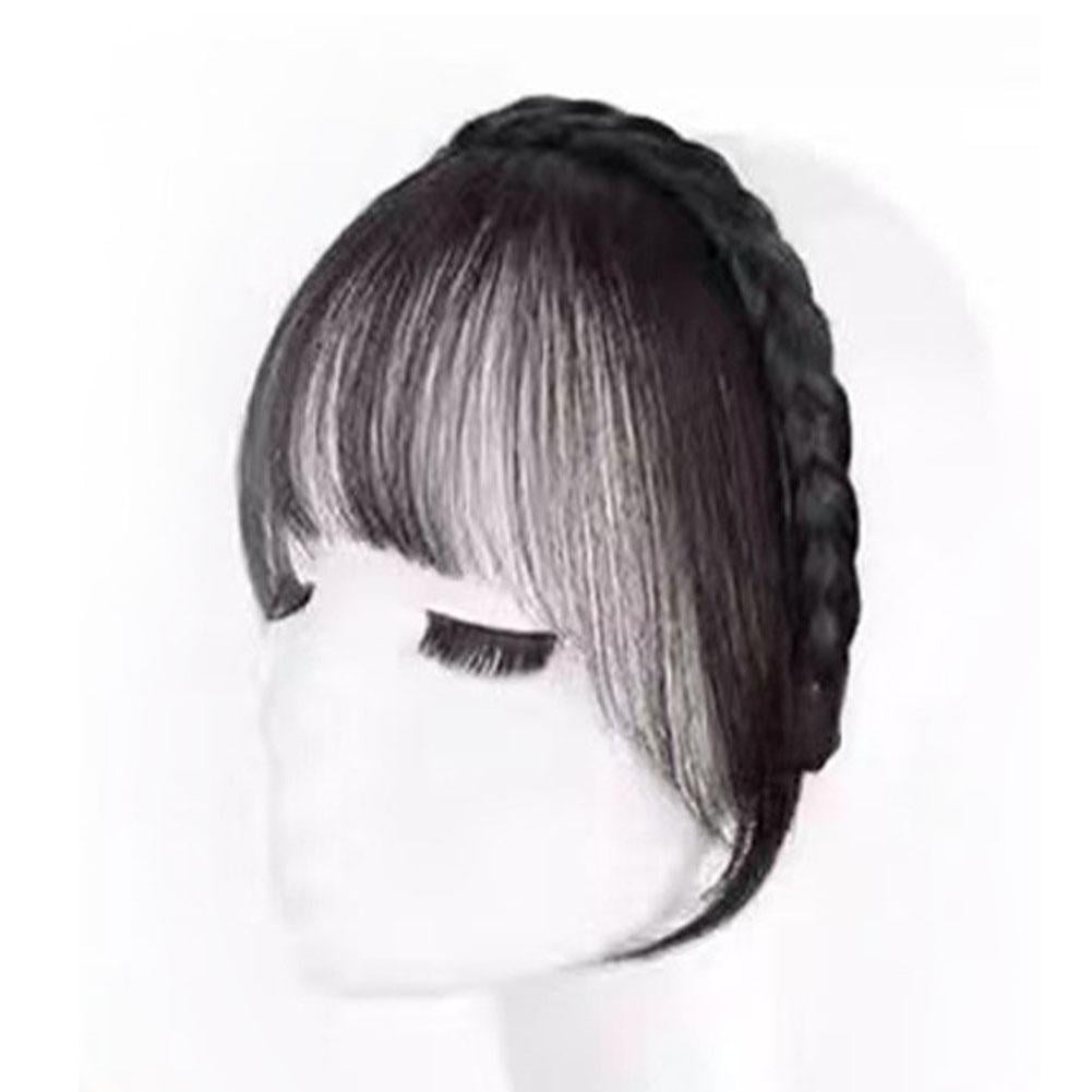 Natural Forehead Wig Bangs Fishbone Braid Headband With Sideburns ...