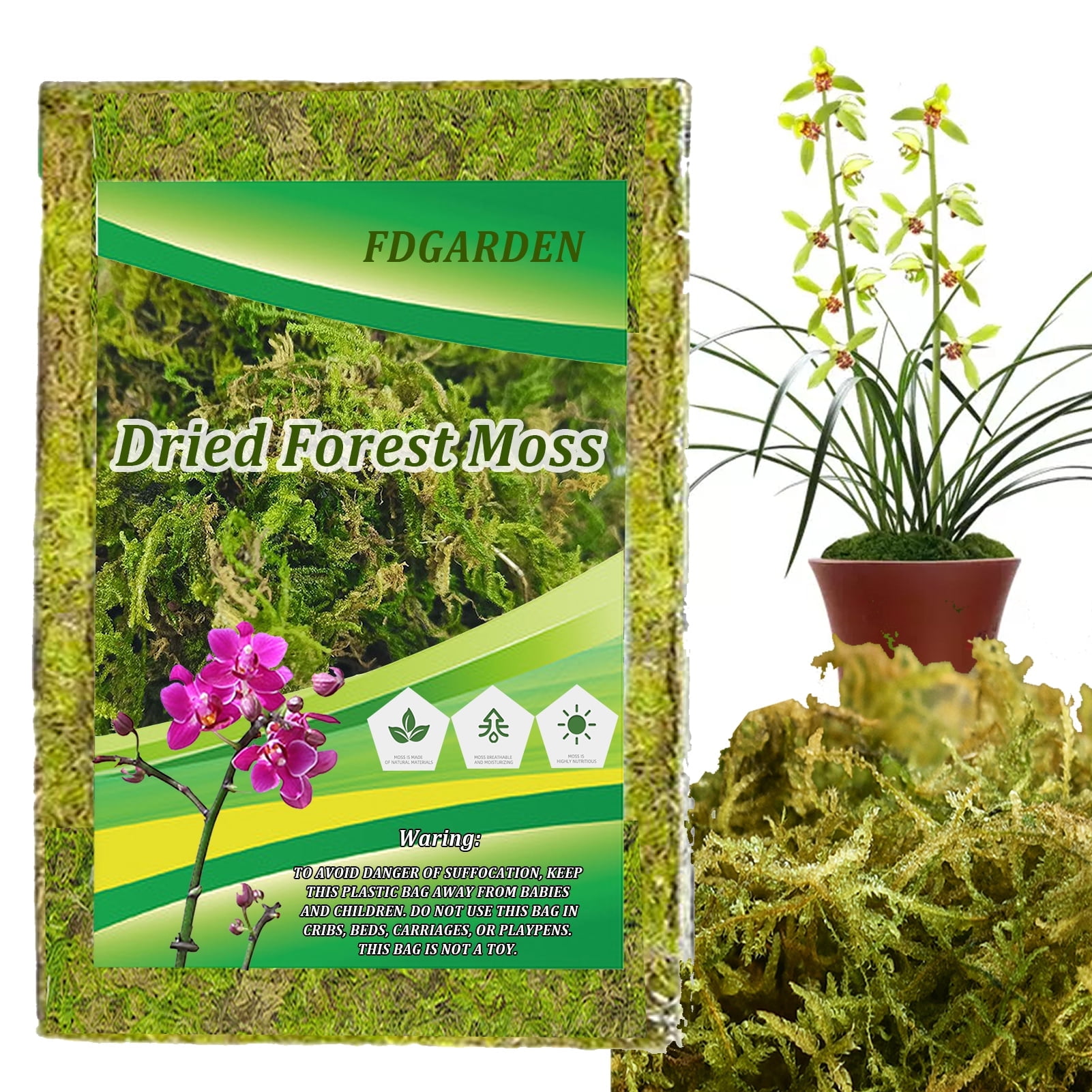 Fdgarden Green Sphagnum Moss, 10.6oz Dried Moss for Planting, Orchid ...