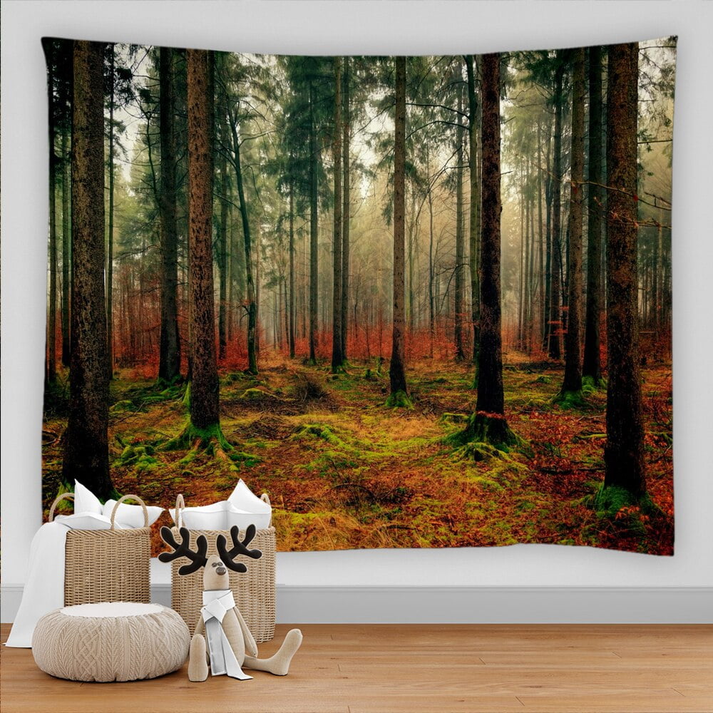 Natural Forest Trees Printed Large Wall Tapestry Beautiful Scenery Wall ...