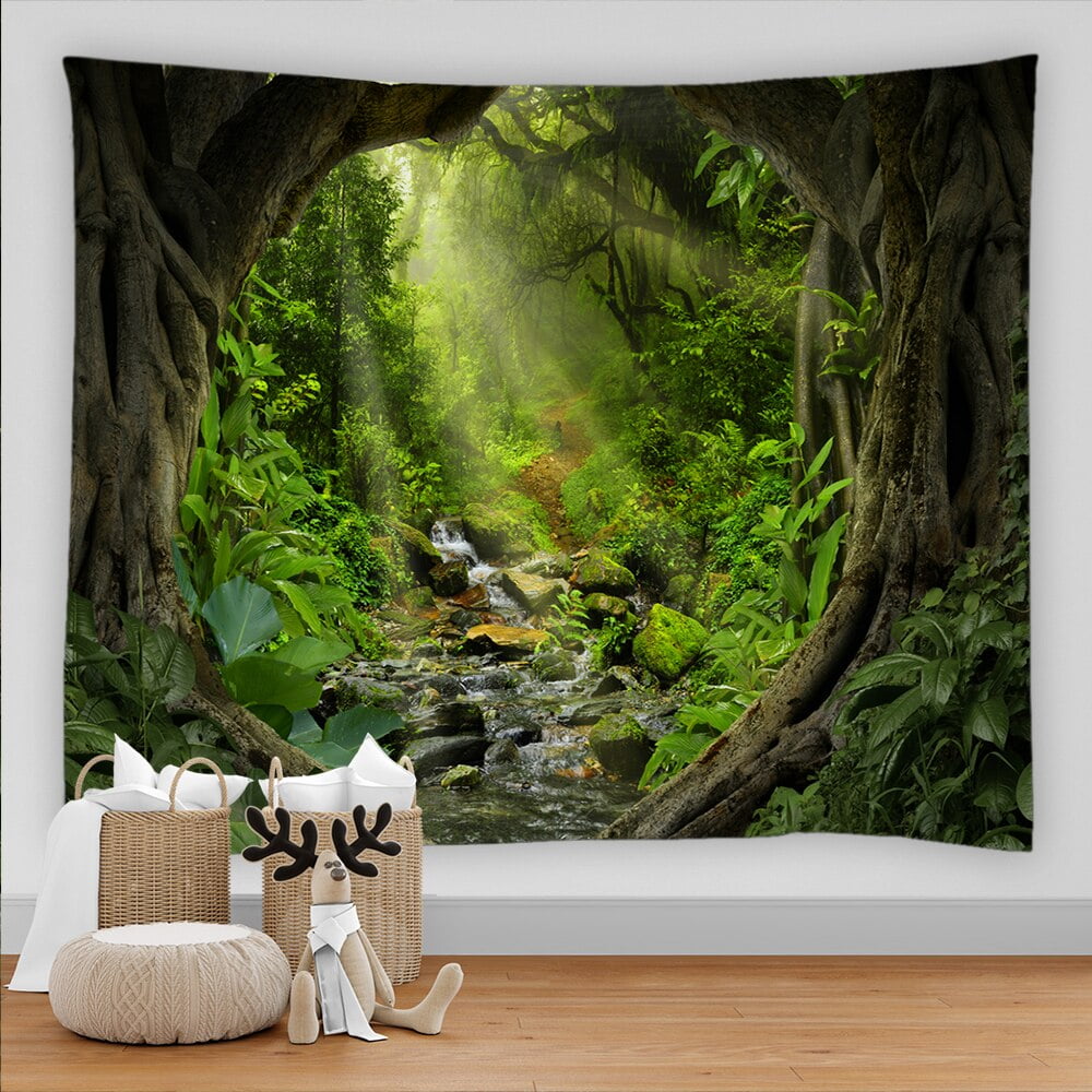 Natural Forest Trees Printed Large Wall Tapestry Beautiful Scenery Wall ...