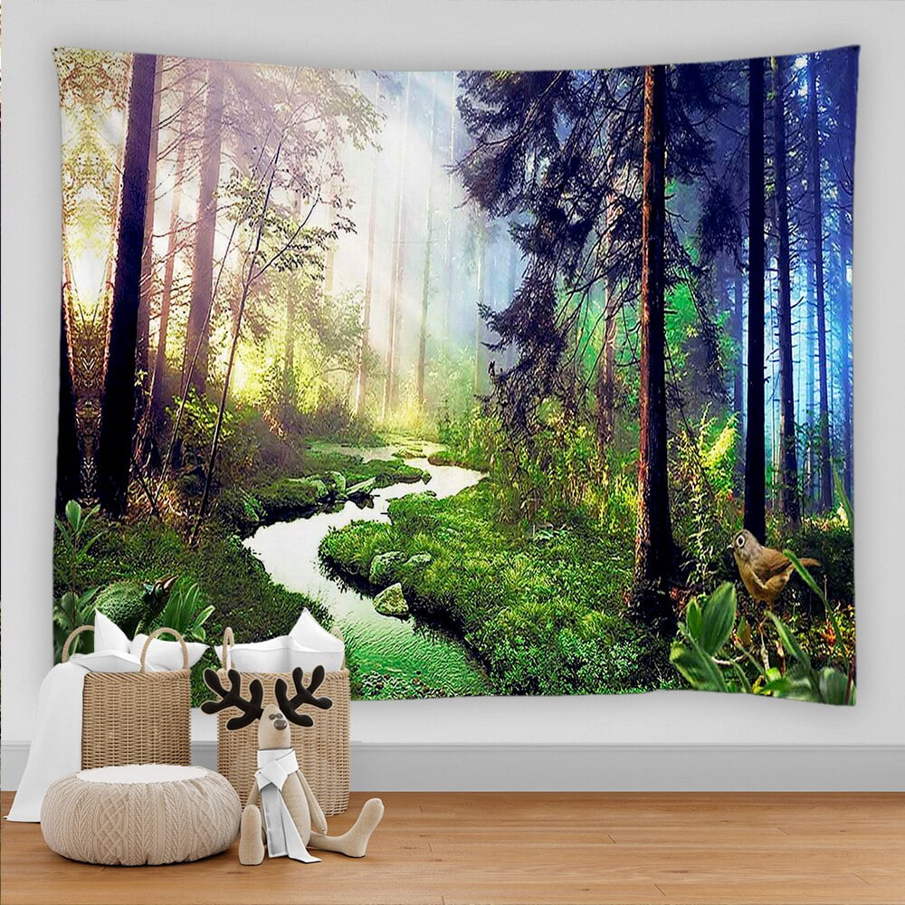 Natural Forest Trees Printed Large Wall Tapestry Beautiful Scenery Wall ...