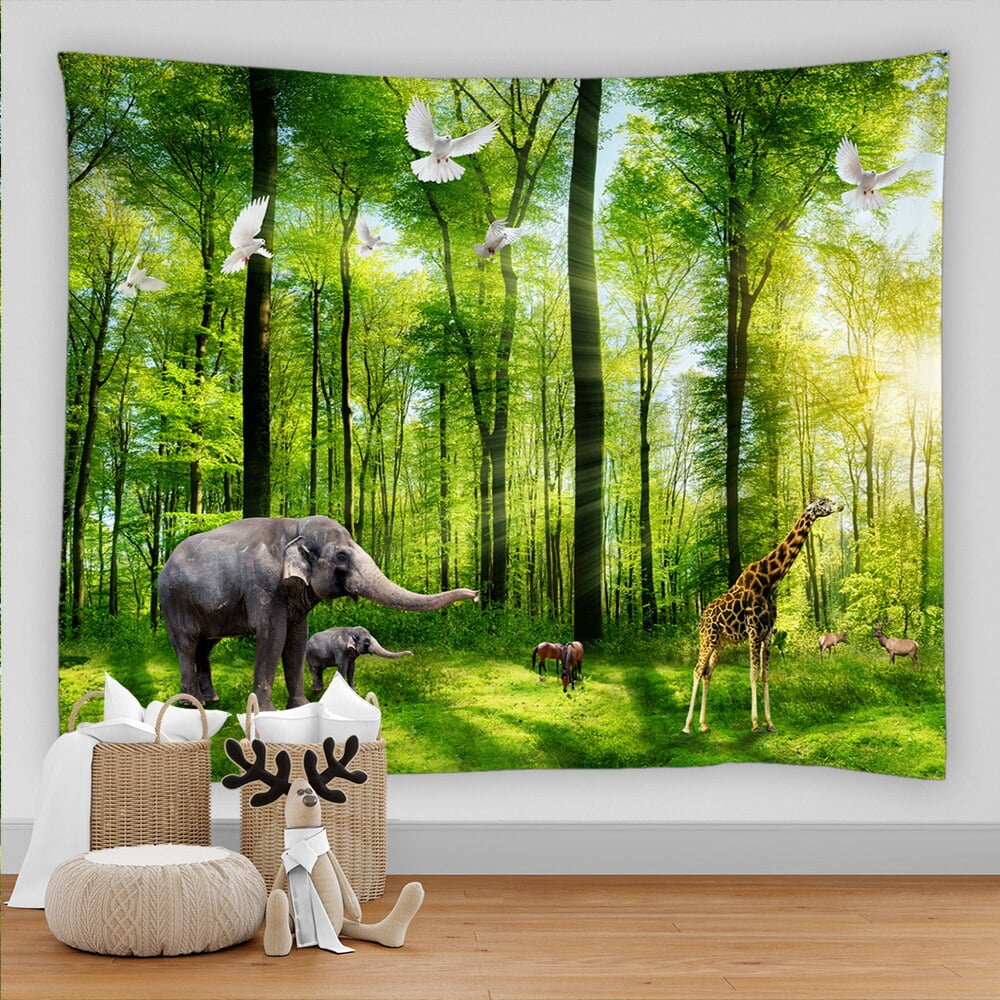 Natural Forest Trees Printed Large Wall Tapestry Beautiful Scenery Wall ...