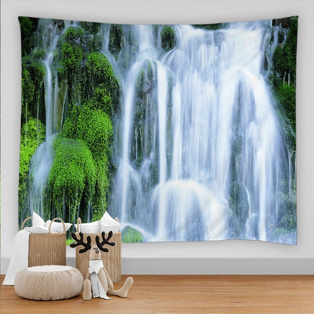 Natural Forest Waterfall landscape Printed Large Wall Tapestry Hippie ...