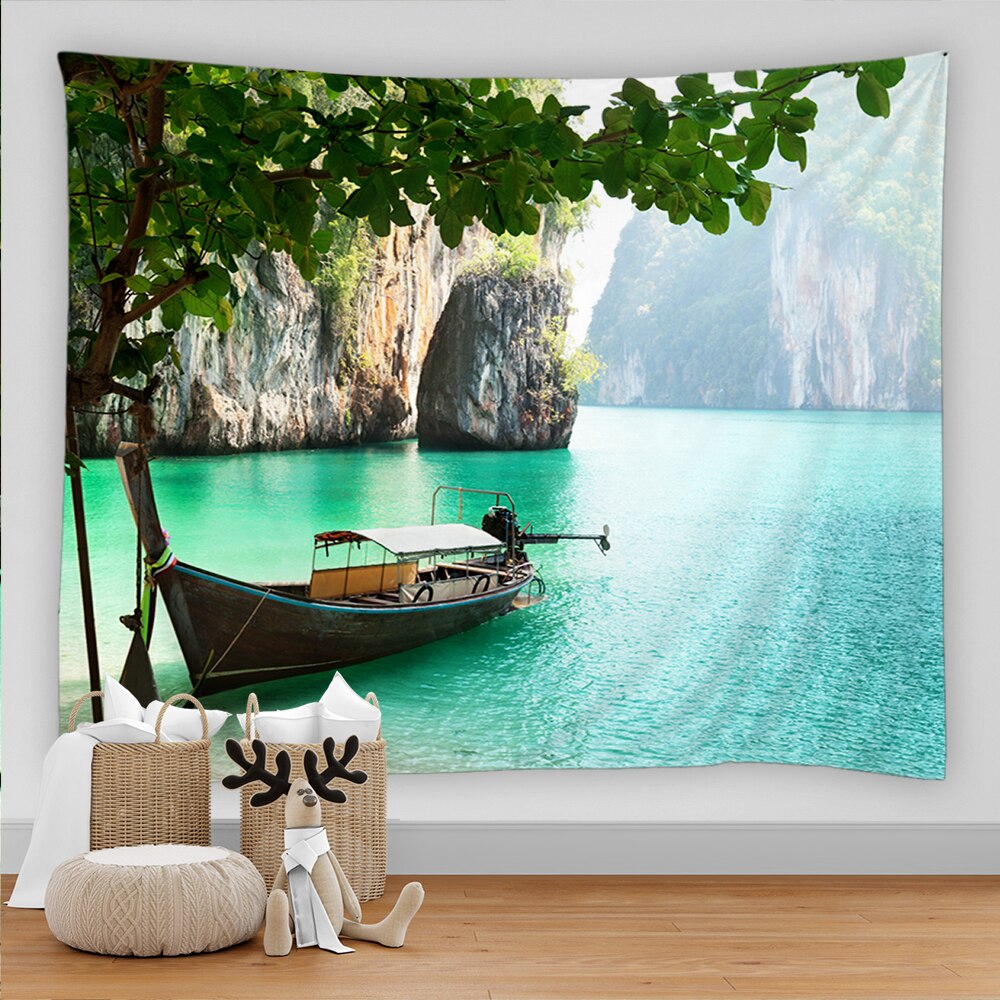 Natural Forest Waterfall landscape Printed Large Wall Tapestry Hippie ...