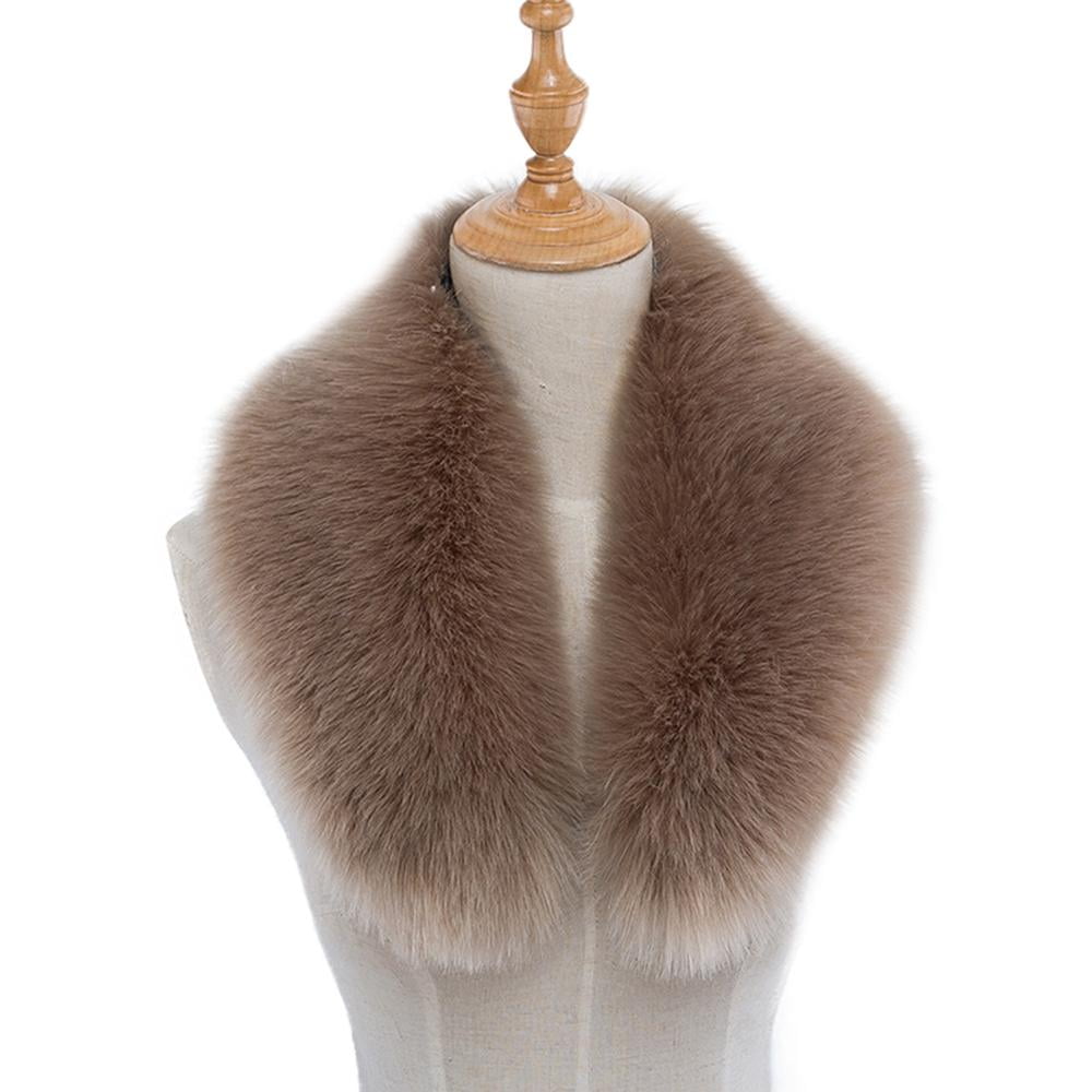Natural Fox Fur Collar for Winter Coat Detachable Khaki Fox Fur Scarf ...