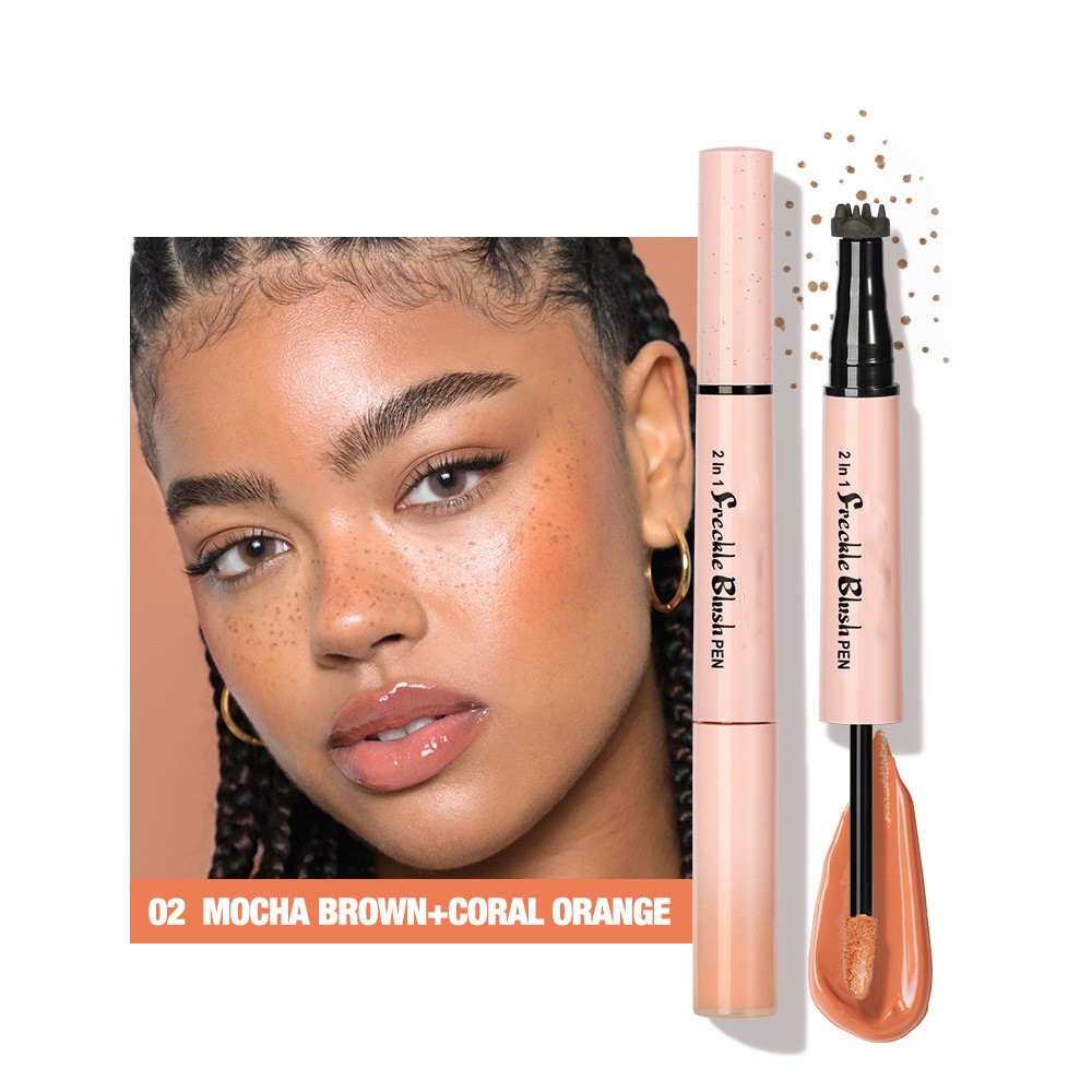 Natural Freckle Blush Pen, 2 in 1 Faux Freckle Pen Stamp with Blush ...