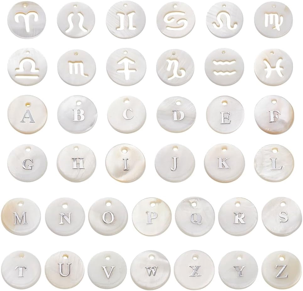 Natural Freshwater Shell Beads 26Pcs Letter A~Z Beads 12Pcs ...