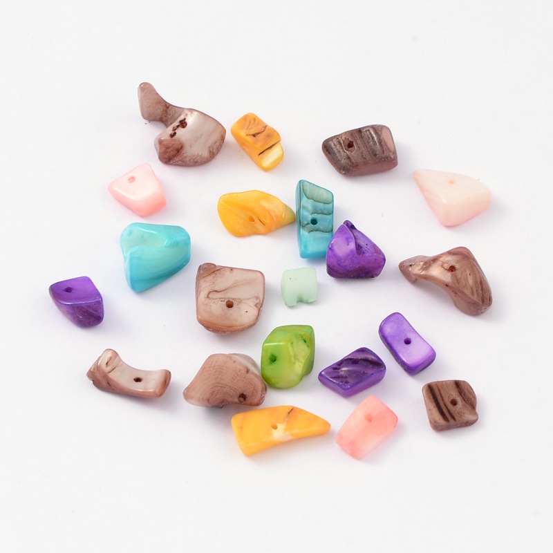 Natural Freshwater Shell Chips Beads Shell Shards Dyed Mixed Color 8 ...