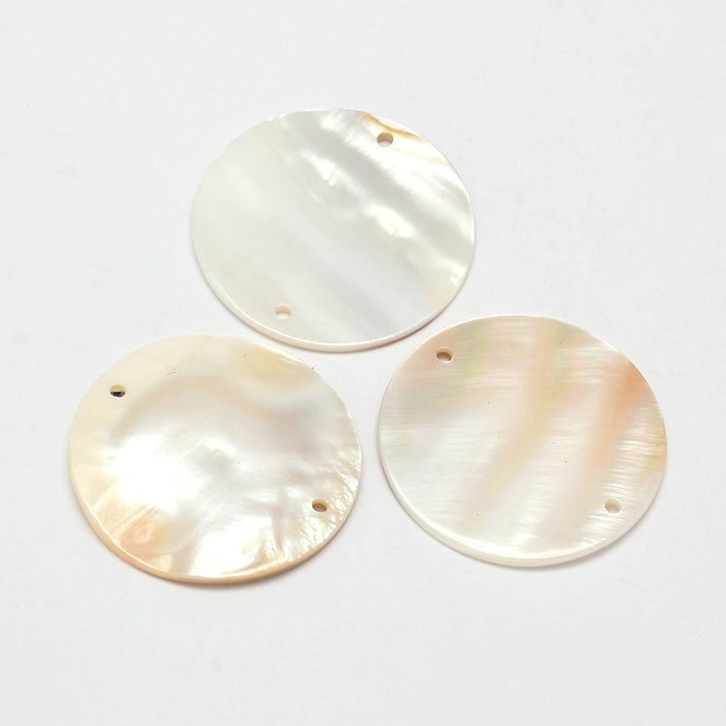 Natural Freshwater Shell Links connectors Flat Round 30x2mm Hole: 1mm ...