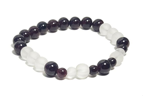 Natural Garnet & Clear Quartz 8mm Round Shape Smooth Cut Beads ...