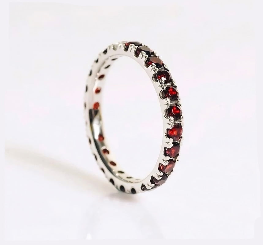Natural Garnet Full eternity wedding band ring, Garnet Full eternity ...
