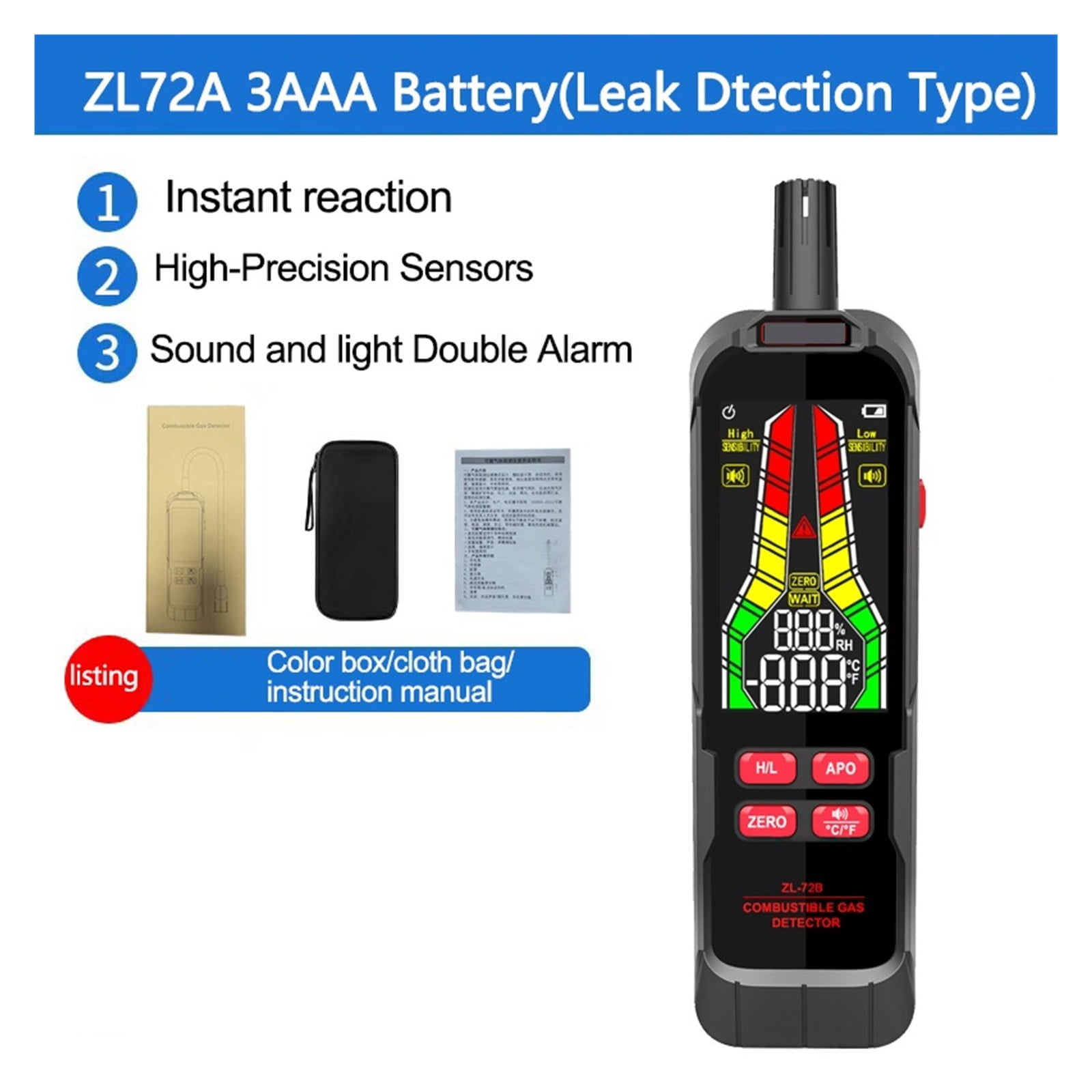 Natural Gas Detector Gas Leak Detector Combustible Flammable Tester ...