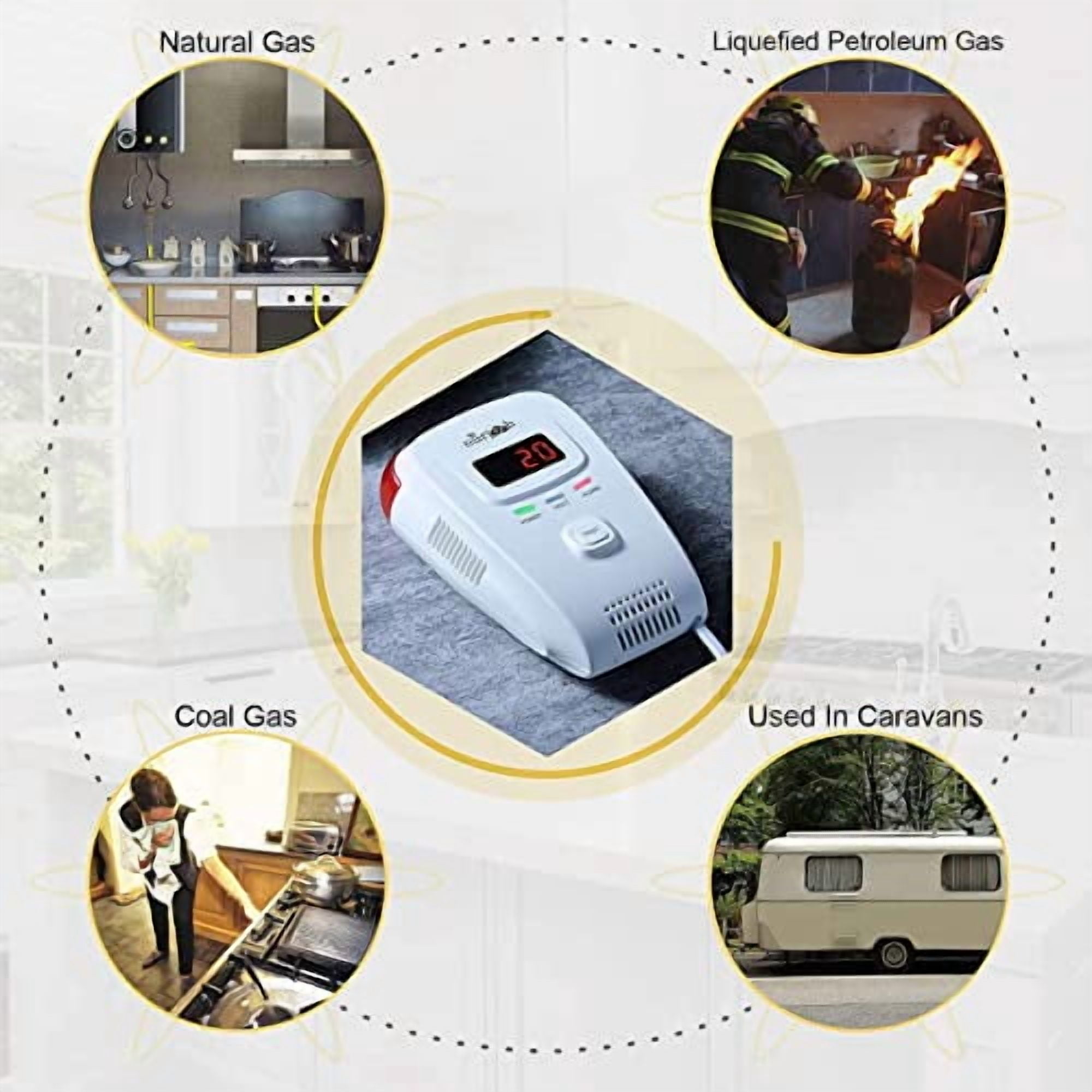 Natural Gas Detector Leak Alarm Sensor Butane Methane Gas Monitor ...