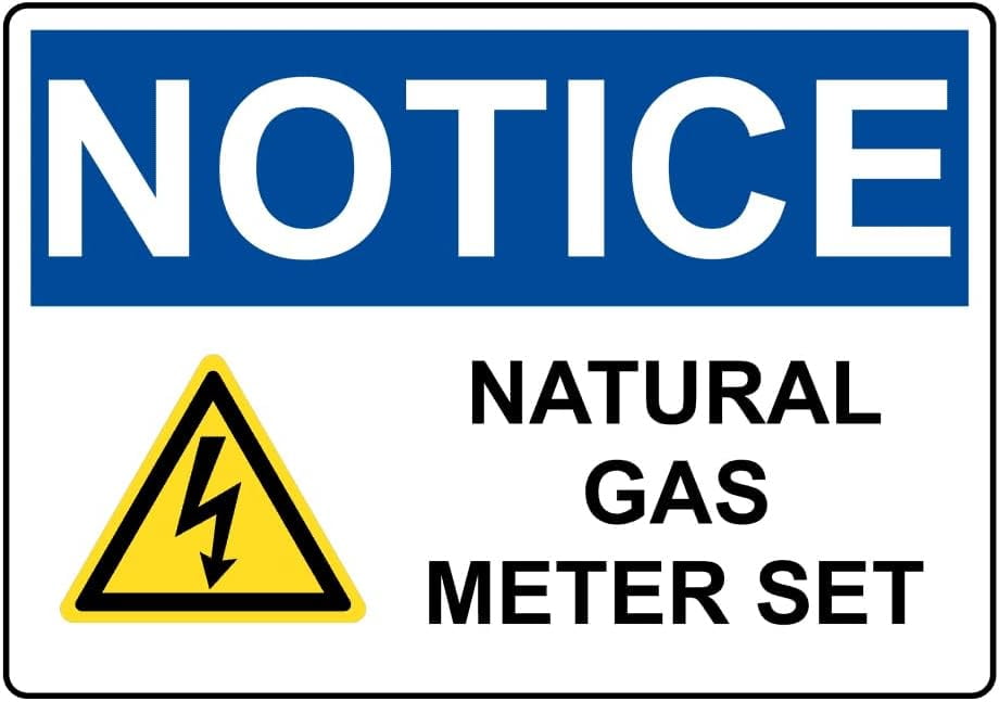 Natural Gas Meter Set Sign With Symbol Gas Pipeline Signs Style Caution ...