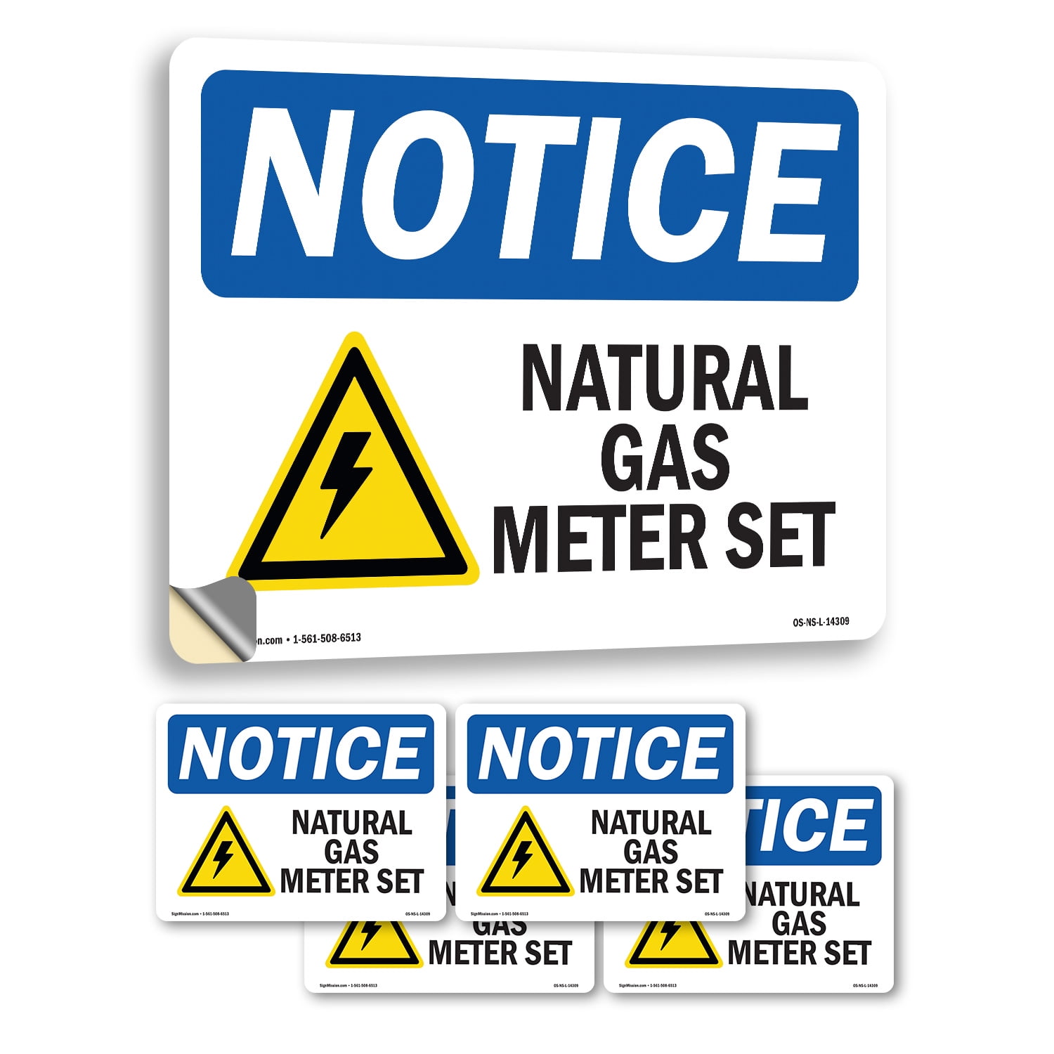 Natural Gas Meter Set With Symbol OSHA Notice Vinyl Decal Label 24 Inch ...