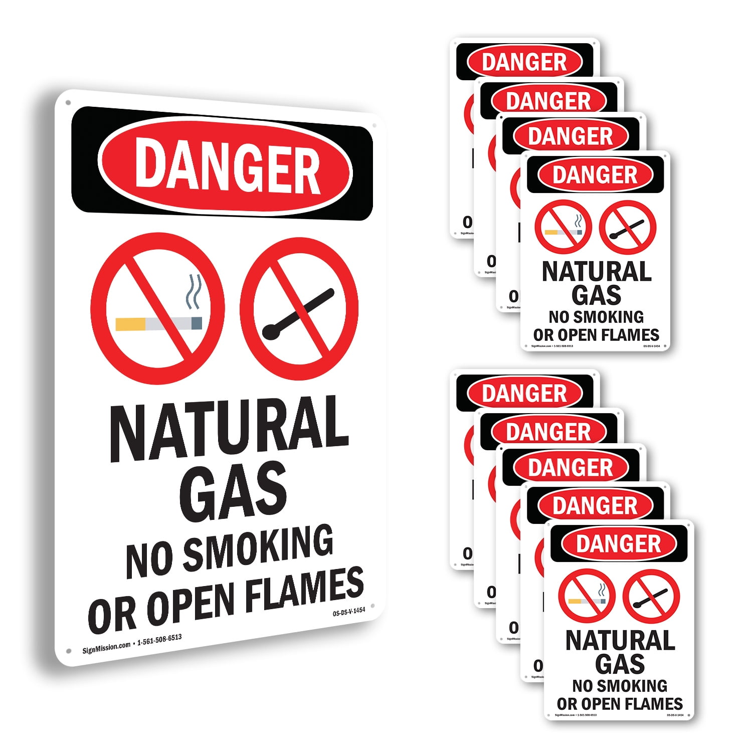 Natural Gas No Smoking OSHA Danger Aluminum Sign 10 Inch x 7 Inch - 10 ...