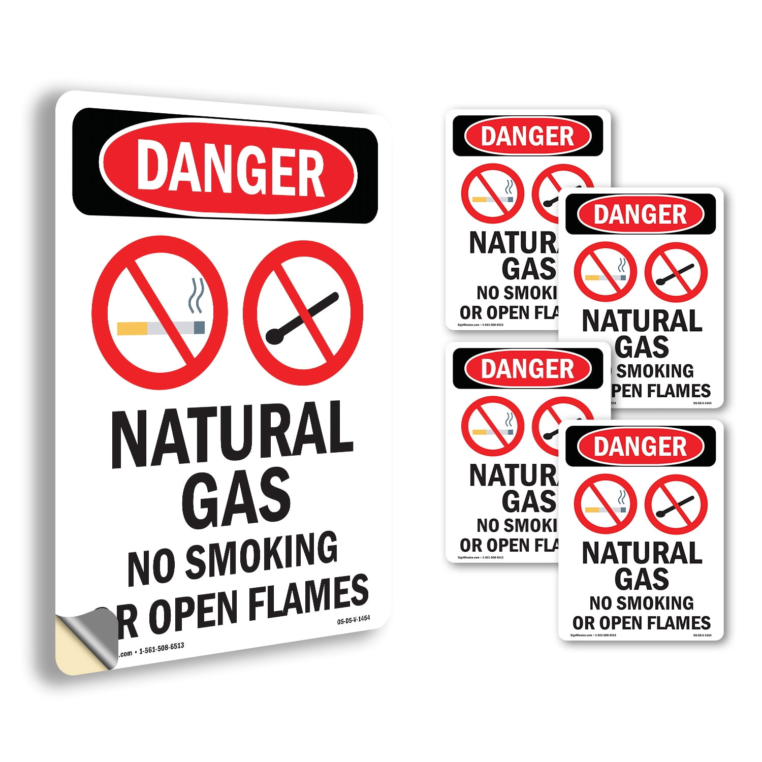 Natural Gas No Smoking OSHA Danger Vinyl Decal Label 10 Inch x 7 Inch ...