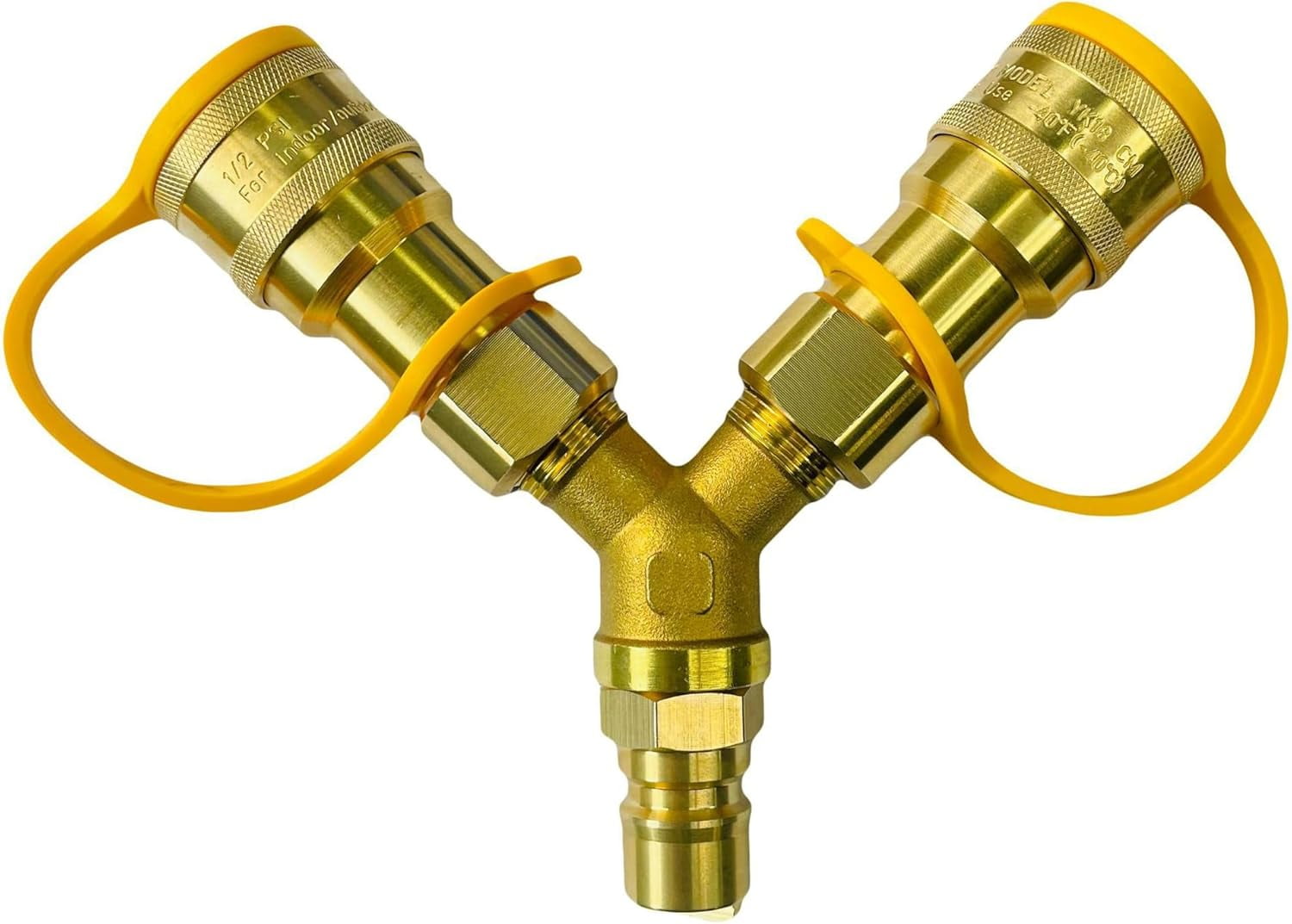 Natural Gas Y Splitter, 1/2 Brass Propane Splitter 2 Way, Quick Connect ...