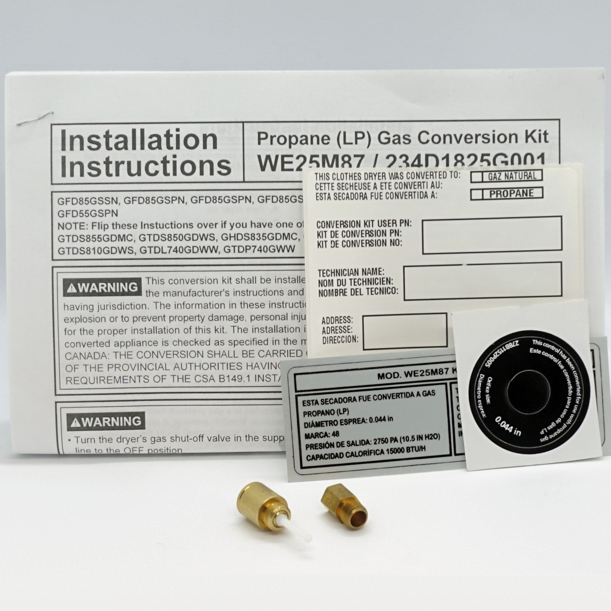 Natural Gas to Propane Conversion Kit for General Electric, WE25M87 ...