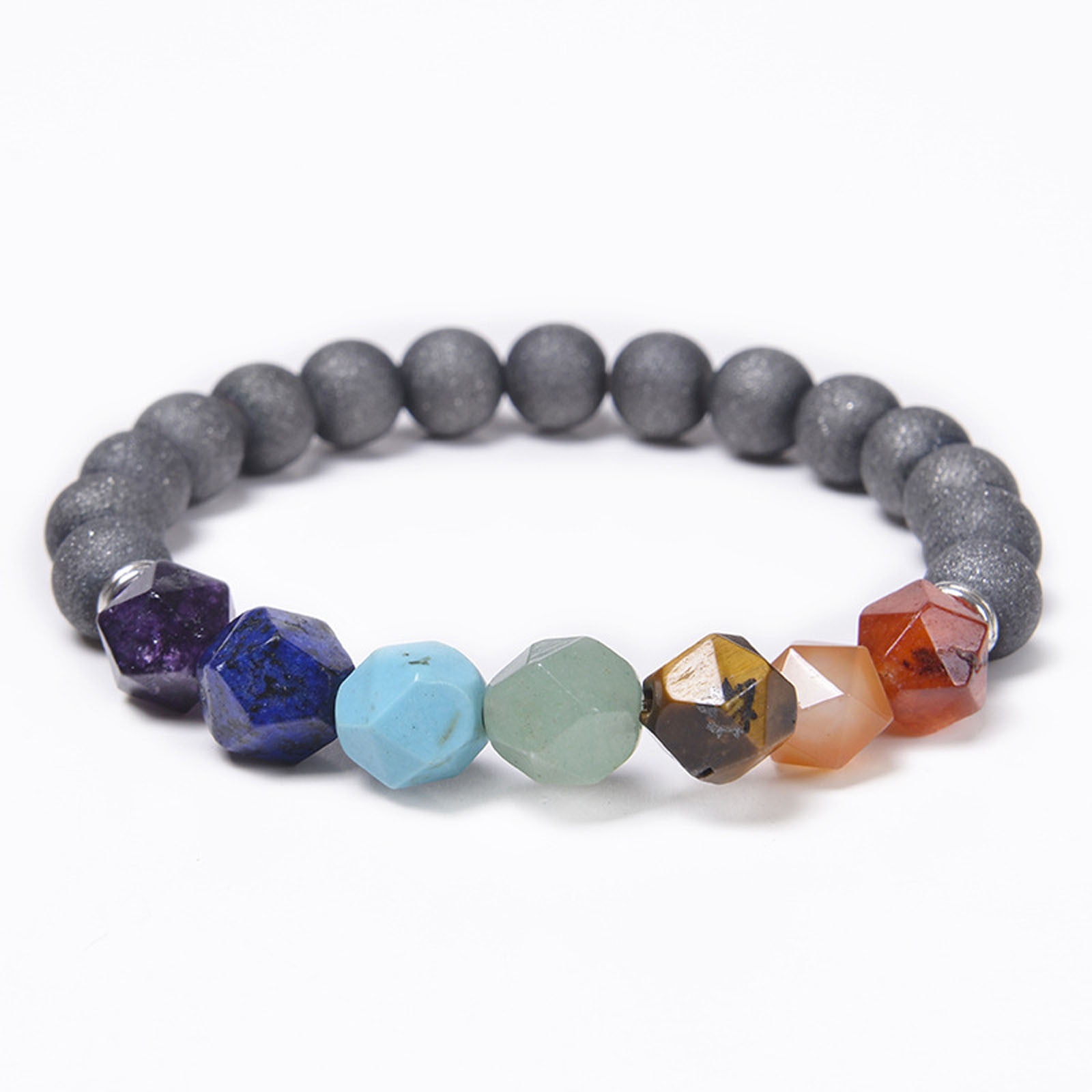 Natural Gem Semi Precious Reiki Healing Crystals Handmade Round Beads Stretch Bracelet Lady Chakra Bead Bracelet Alloy Yoga Multifaceted Bracelet Walmart
