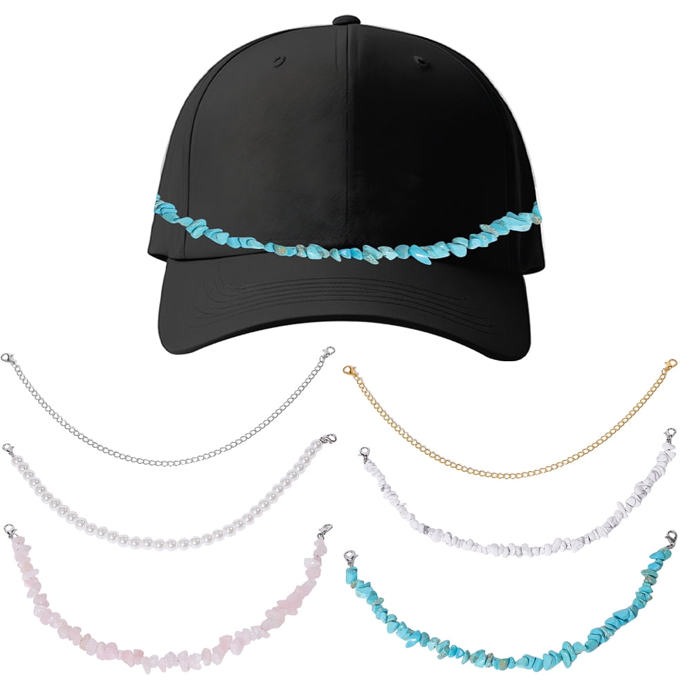 Natural & Gemstone & Plastic Pearl & Iron Chain Baseball Cap Chain with ...
