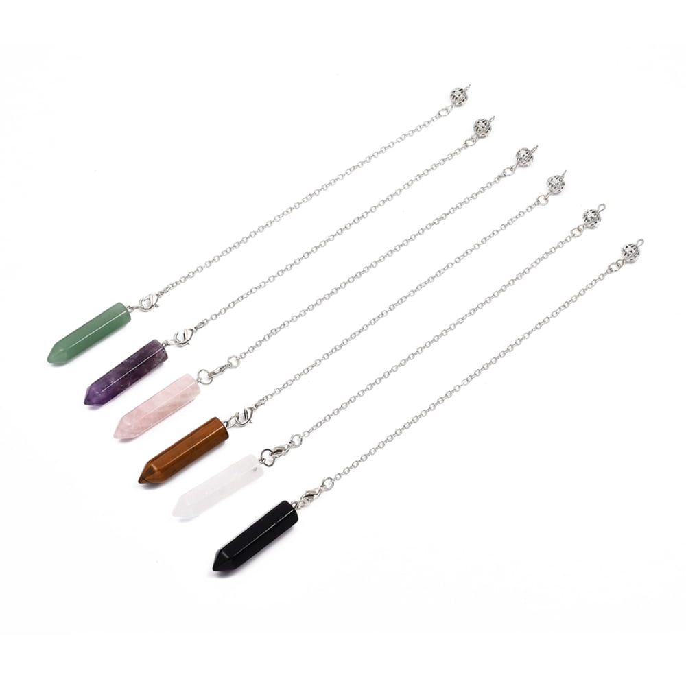 Natural Gemstone Pointed Dowsing Pendulums with Platinum Plated Brass ...