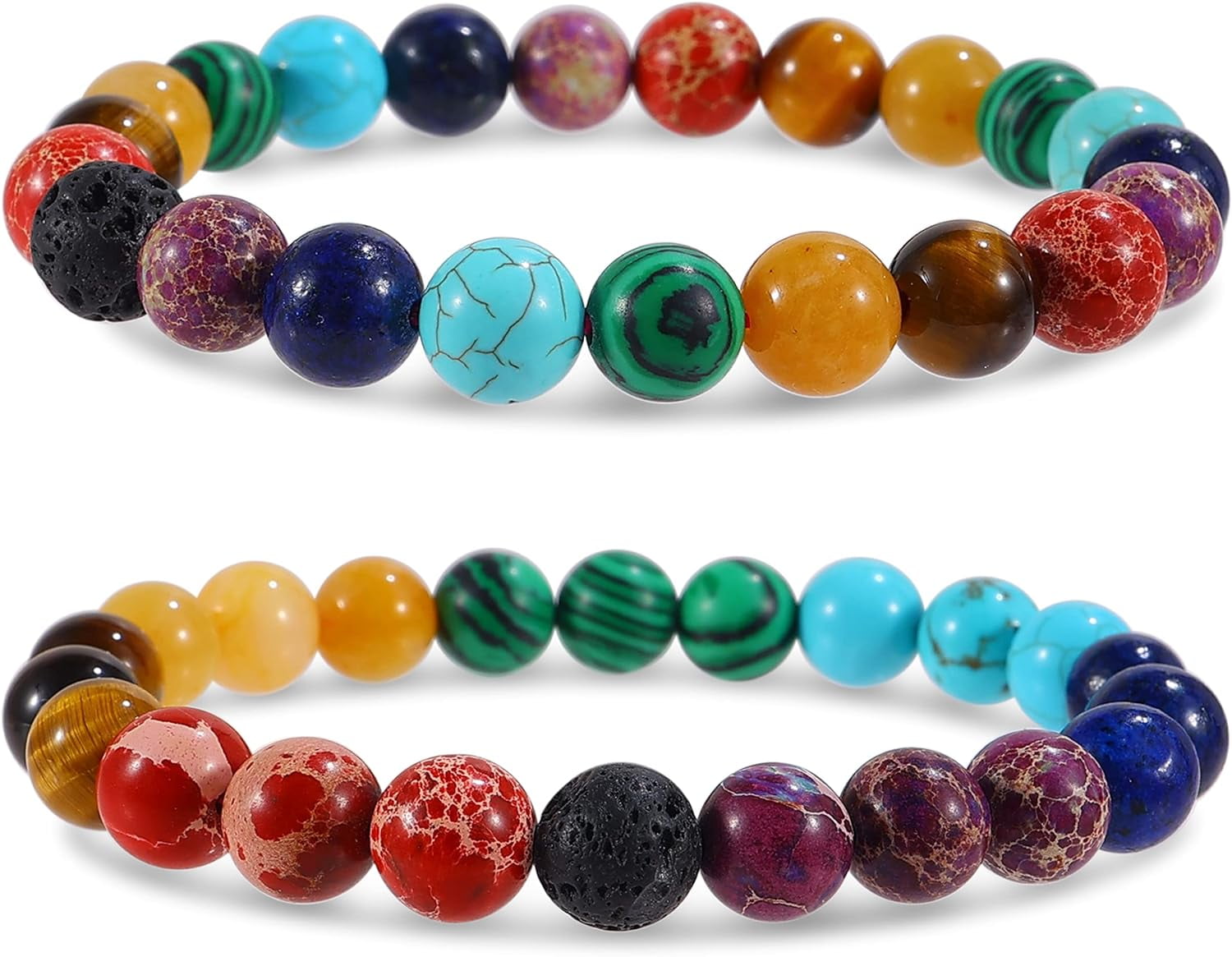 Natural Gemstone Semi Precious Healing Crystals Handmade Stretchy Round ...
