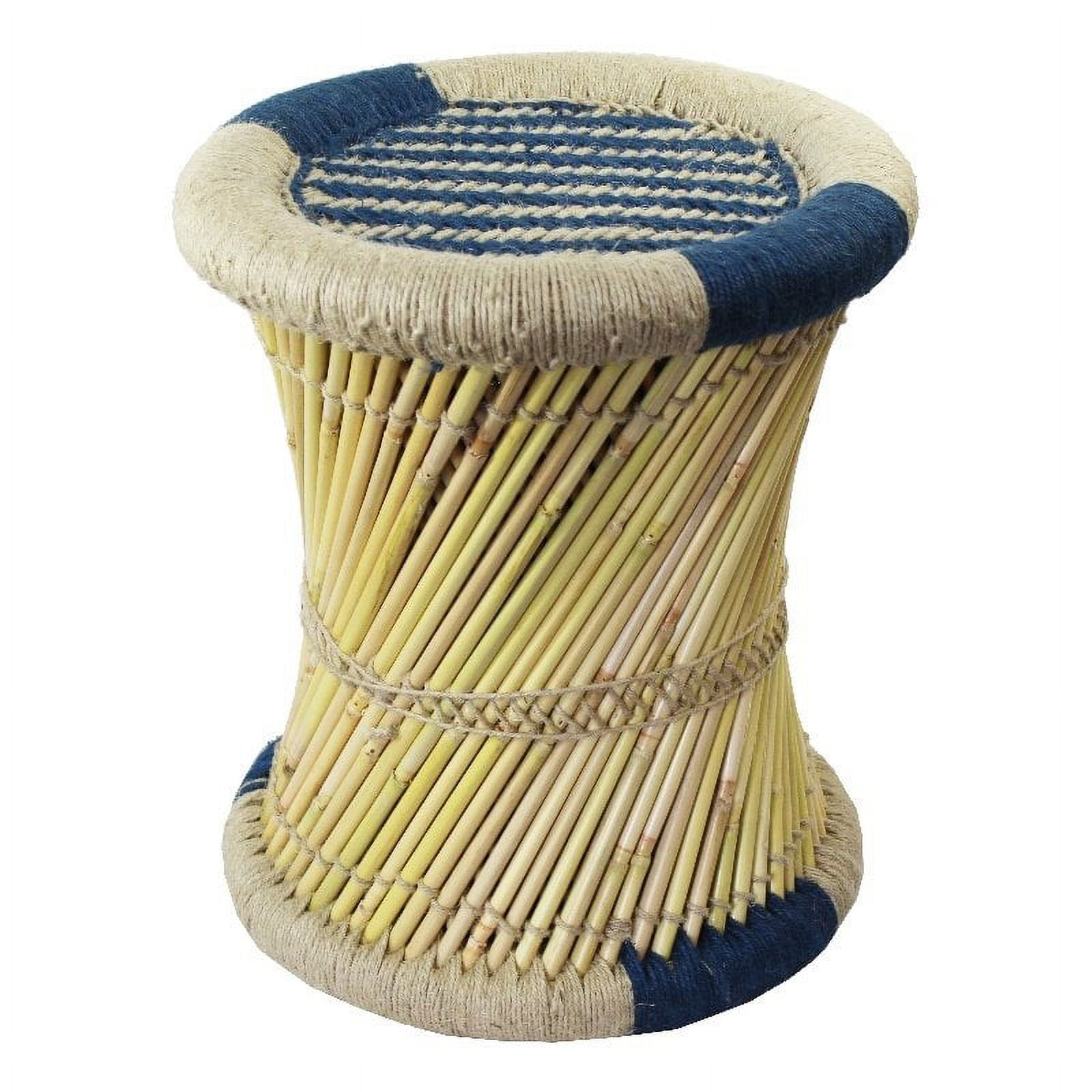 Natural Geo Moray Decorative Handwoven Jute Stool in Blue Striped (Set ...