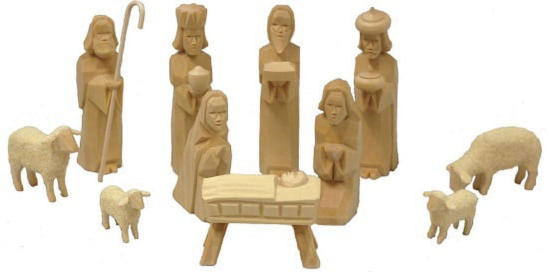 Natural German Carved Wood Christmas Nativity Scene Set of 11 Pieces ...