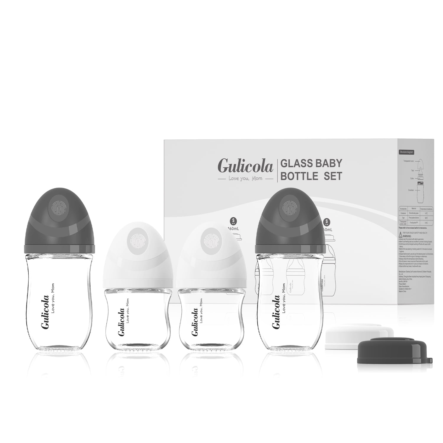 Natural Glass Baby Bottles Set 4 Pack, Newborn Boy Breastfeeding ...