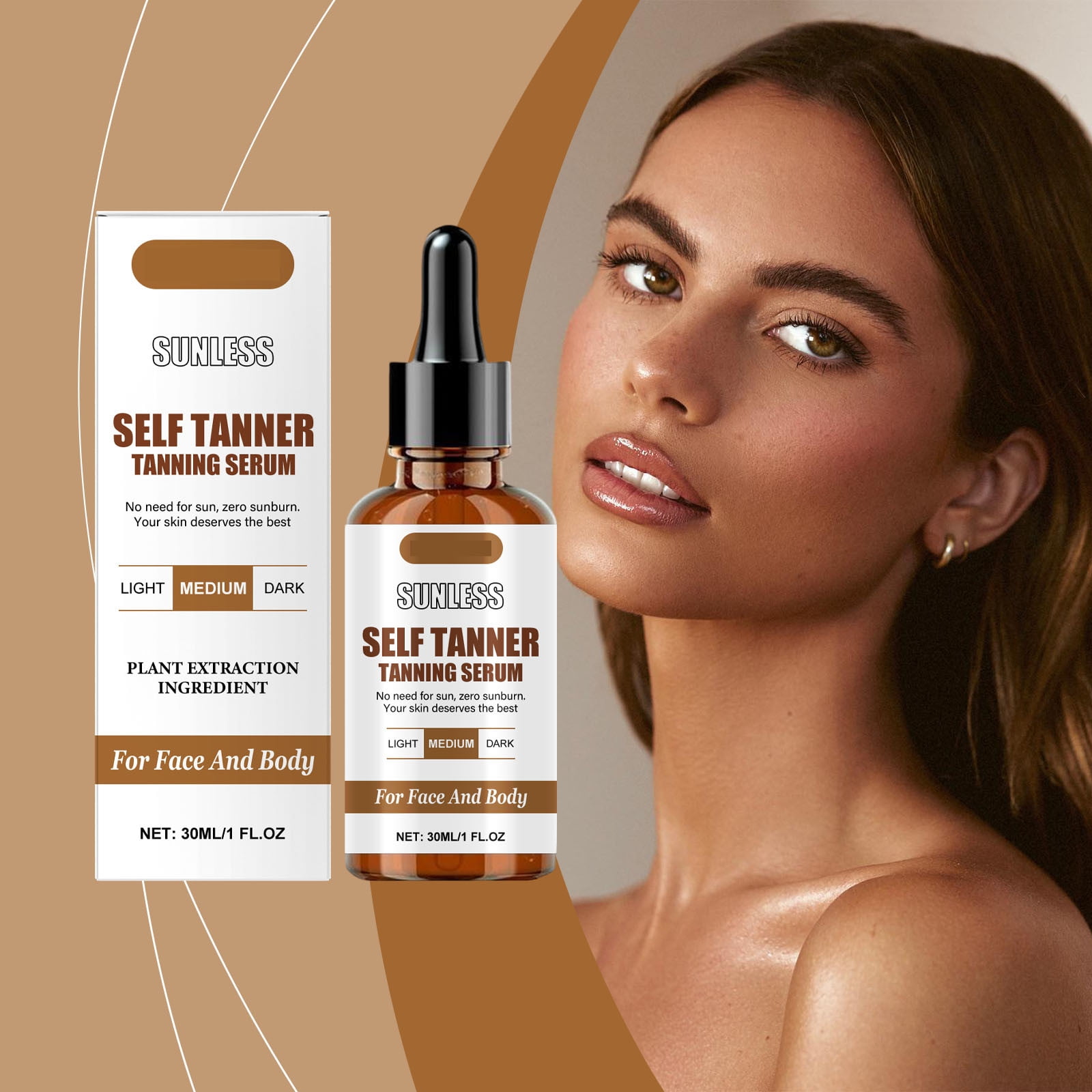 Natural Glow Self Tanner Body Lotion, Sunless Tanning, Medium to Deep Skin Tone, Daily ...