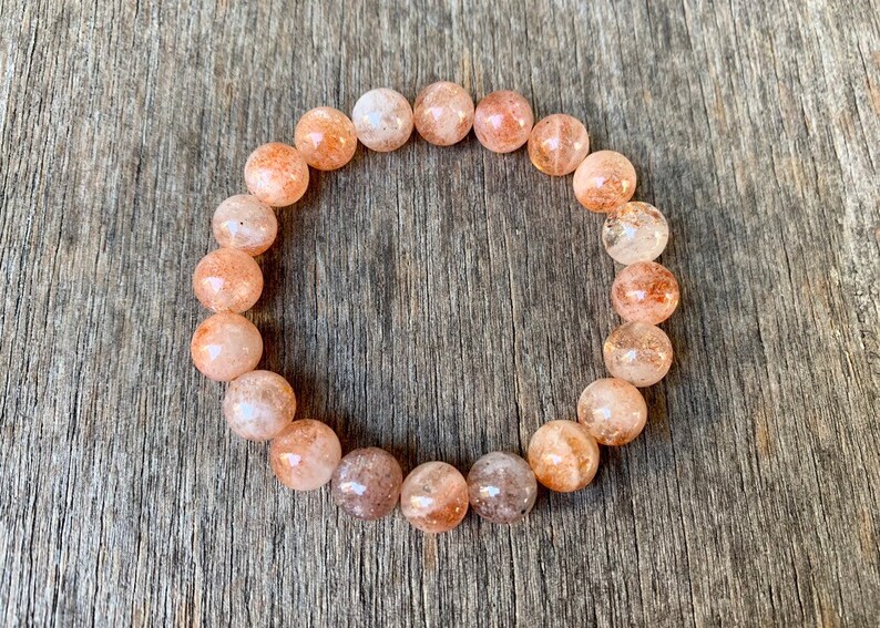 Natural Golden Sunstone 8mm Round Shape Smooth Cut Beads Stretchable ...