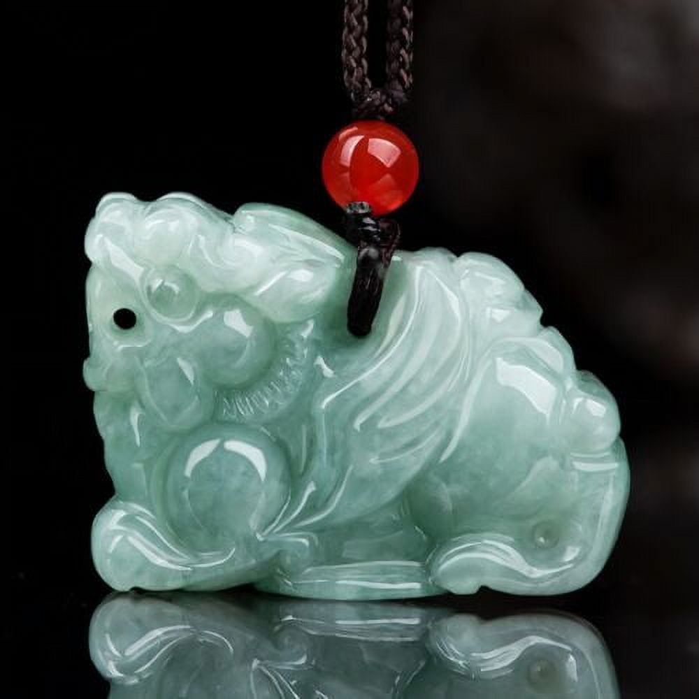 Natural Grade A Jade Jadeite Men Women Luck Light Green Flying Pixiu 貔貅 ...