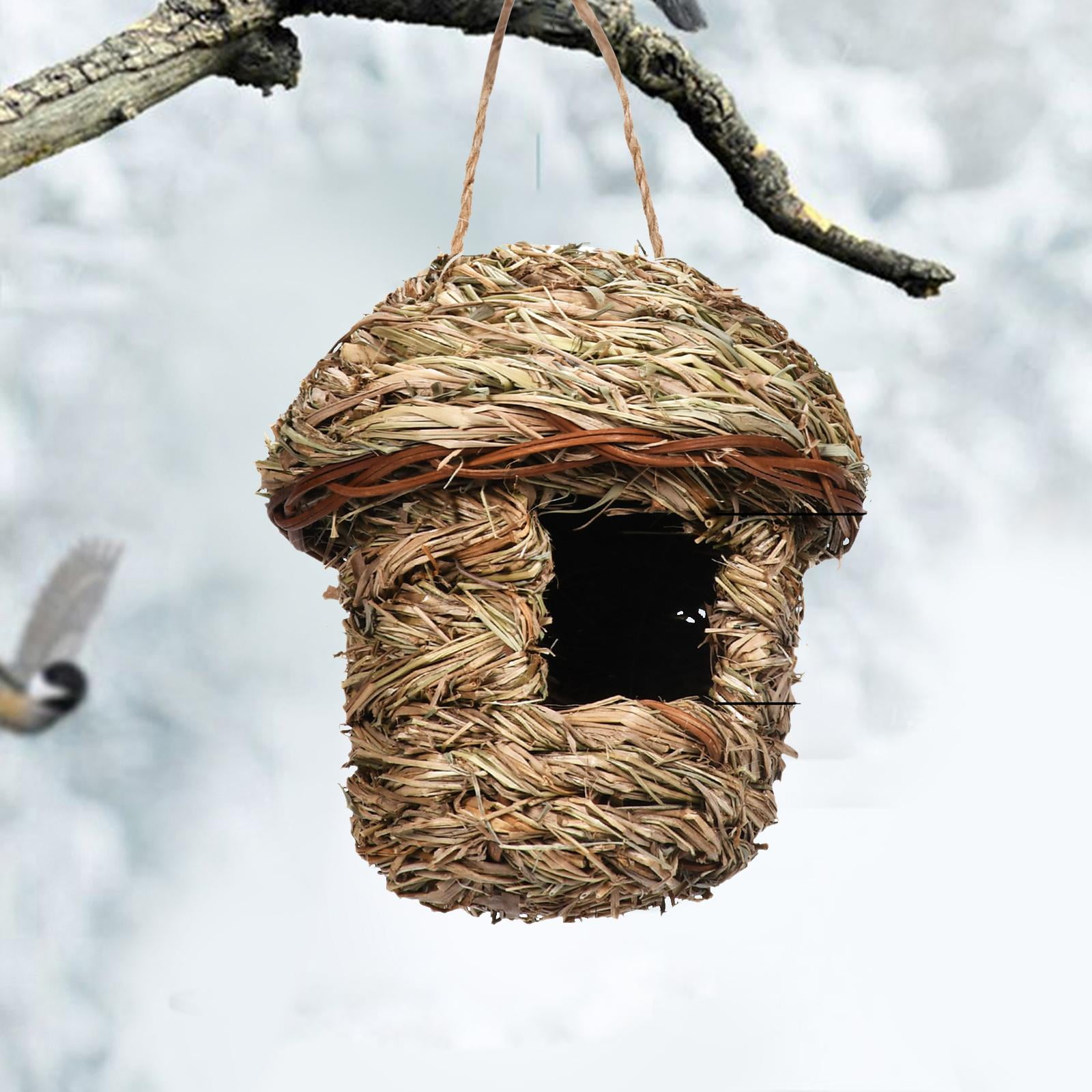 Natural Grass Hanging Bird House Bird Cages Shelter Roosting Bird Nest ...