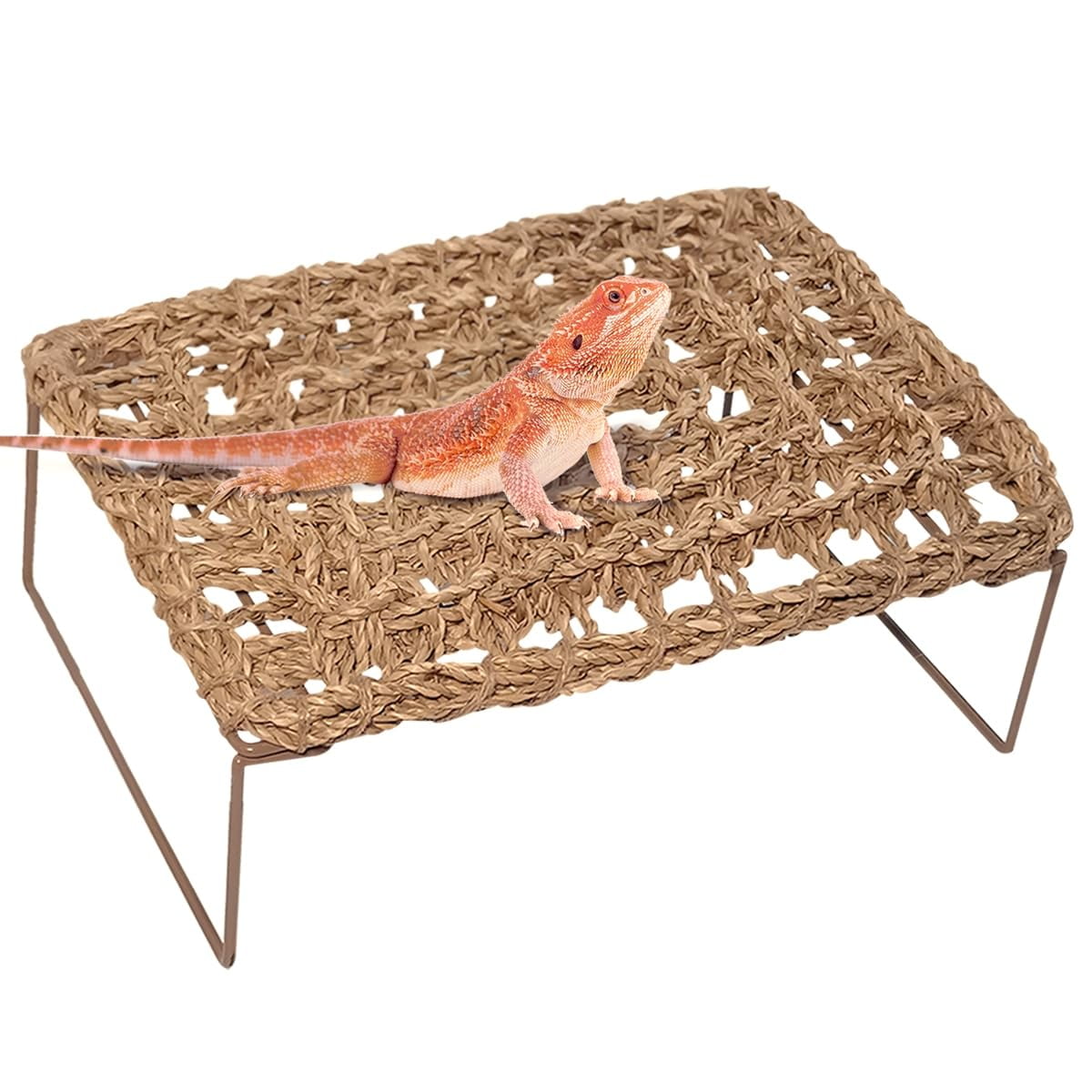 Natural Grass Weaving Bearded Dragon Hammock Reptile Basking Platform ...