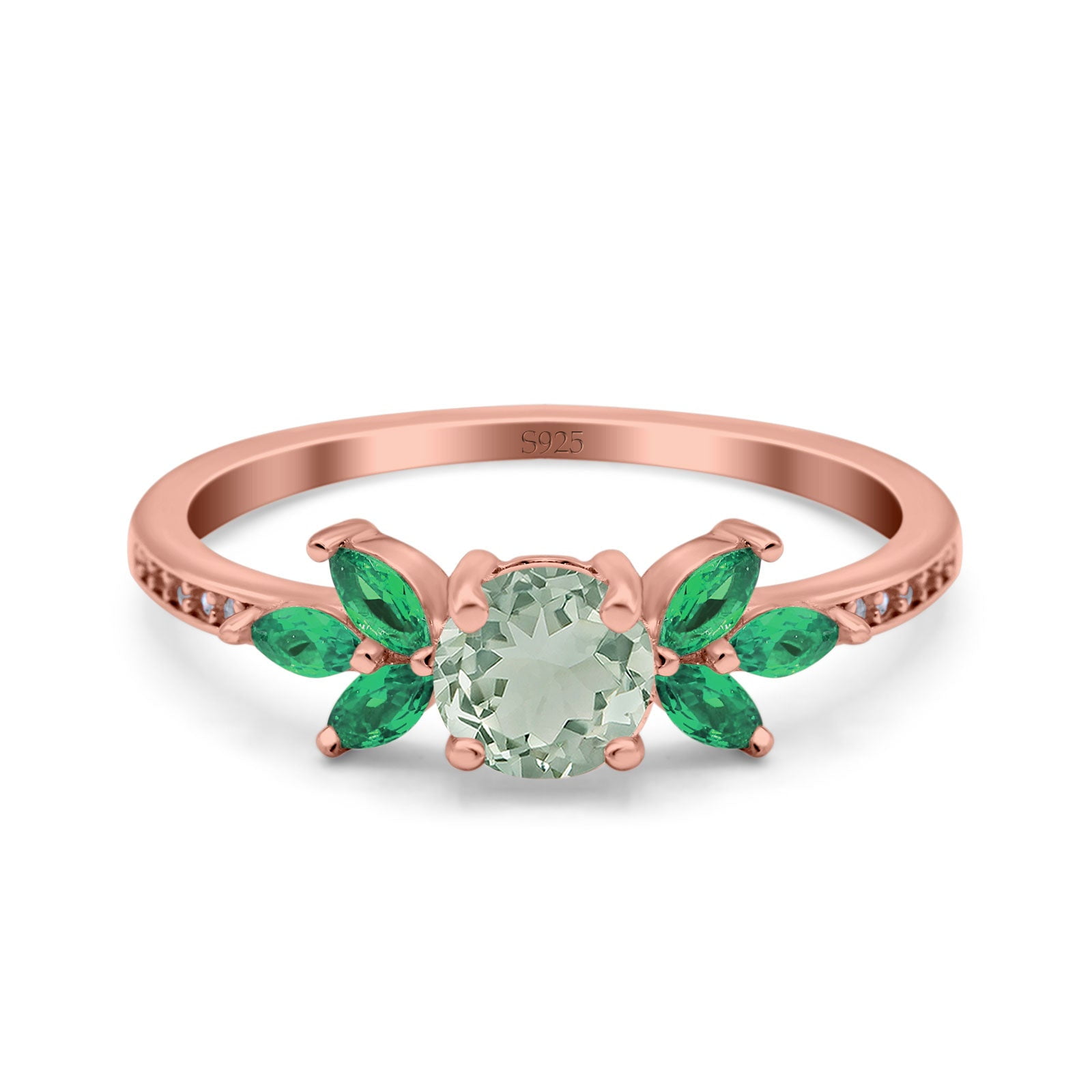 Natural Green Amethyst Prasiolite Rose Tone Silver Size-10 Art Deco ...