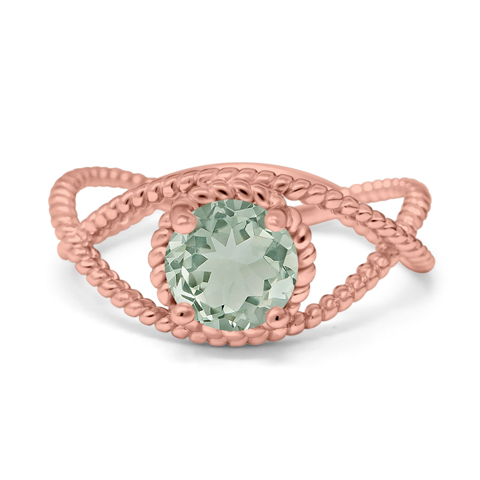 Natural Green Amethyst Prasiolite Rose Tone Silver Size-5 Minimalist ...