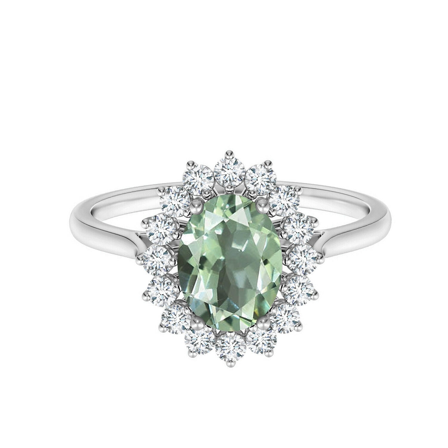 Natural Green Amethyst Promise Ring Wedding Anniversary 925 Sterling Silver Jewelry For Women ...