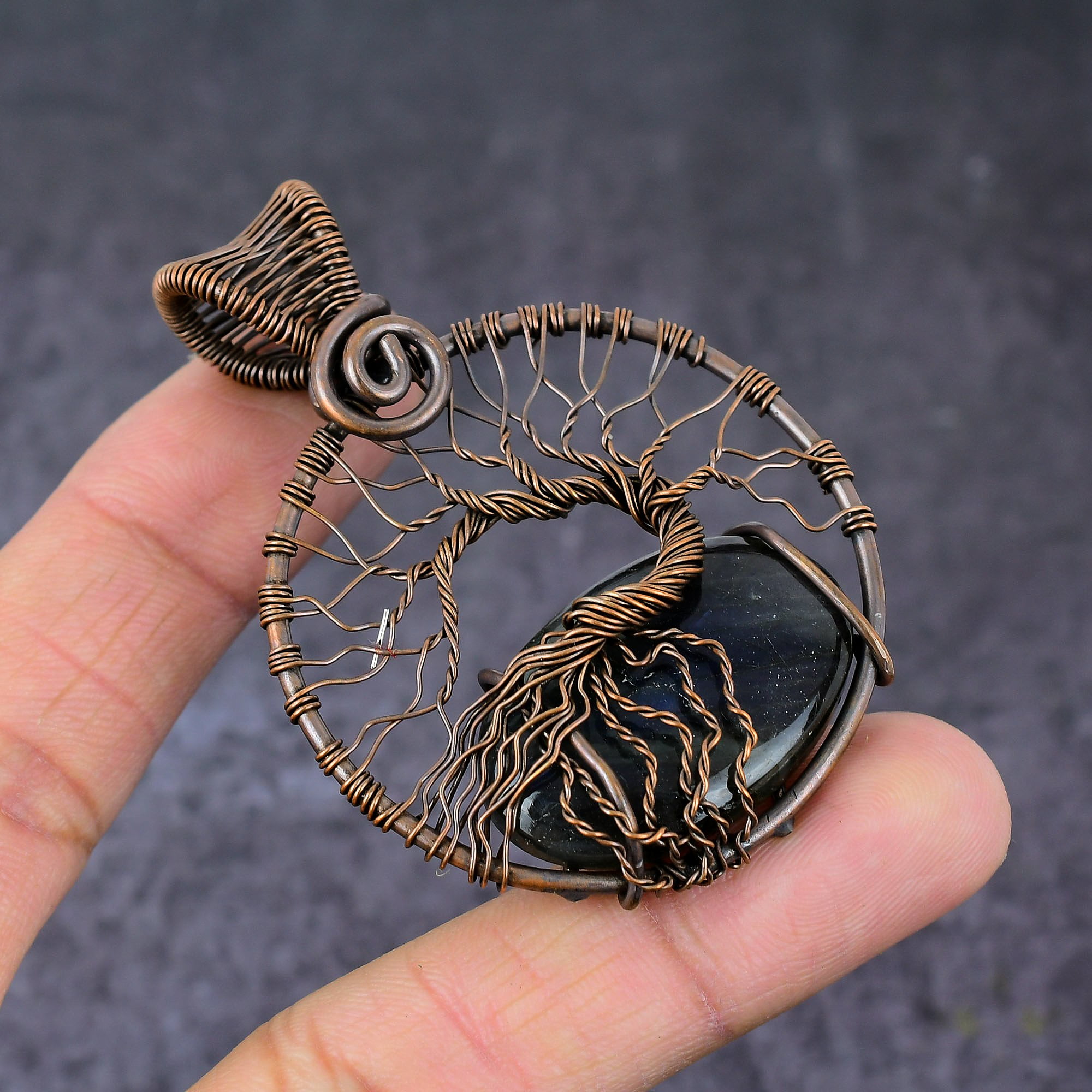 Natural Green Aventurine Copper Wire Wrap Tree Of Life Pendant 2.64 ...
