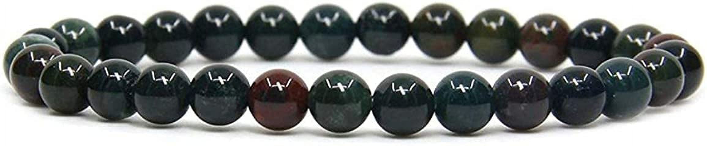Natural Green Bloodstone Heliotrope Gemstone 6mm Round Beads Stretch ...