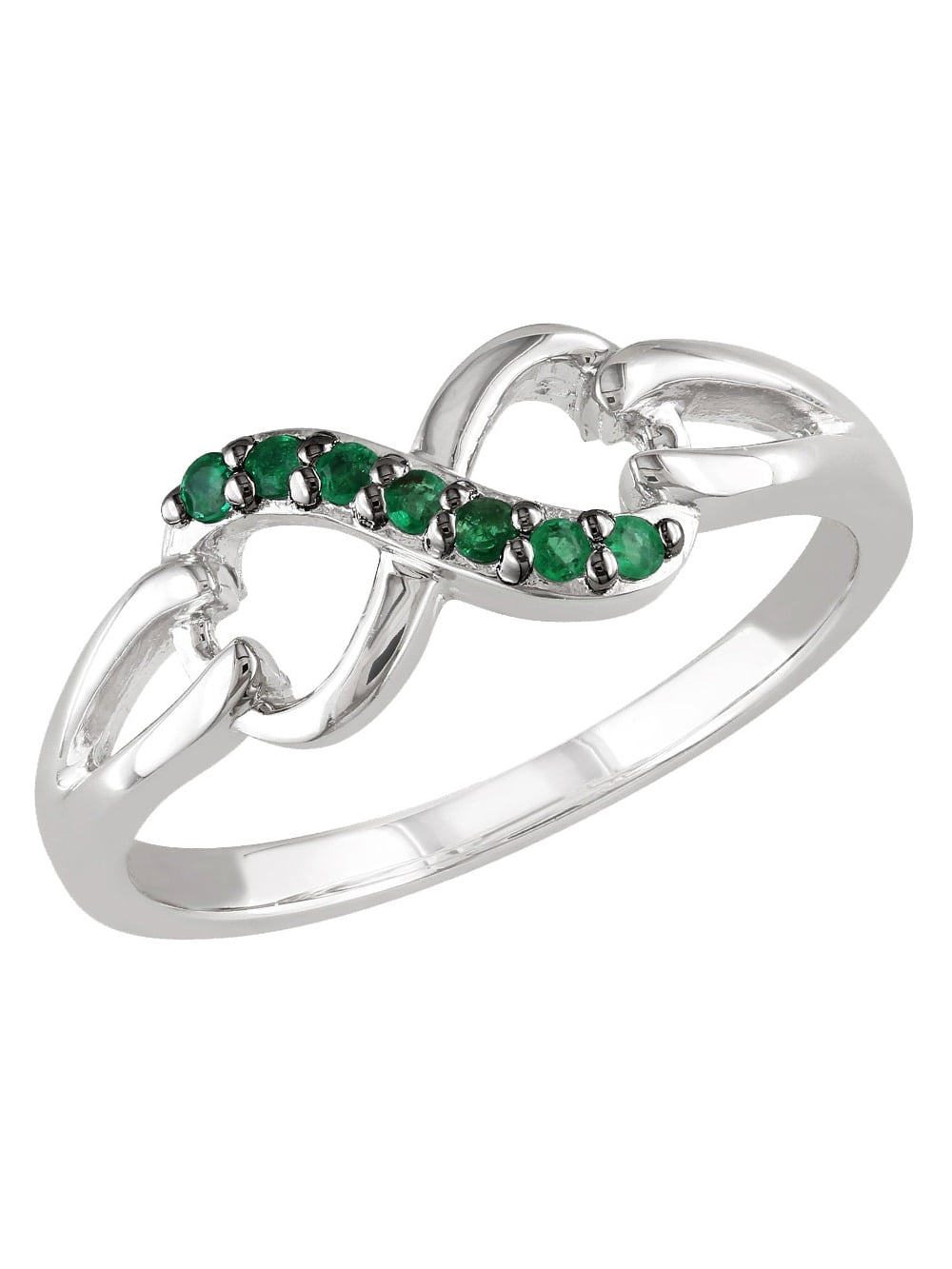 Natural Green Emerald Infinity Ring 1/7 Carat (Ctw) in Sterling Silver ...
