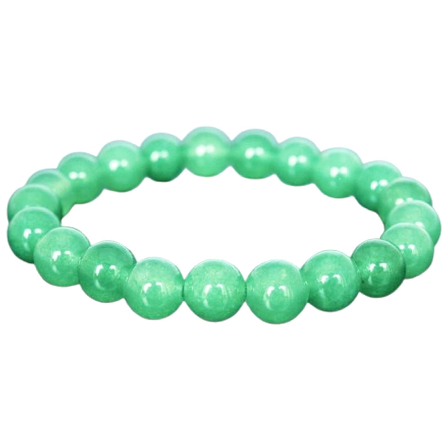 Natural Green Jade 8mm Round Shape Smooth Cut Beads Stretchable ...